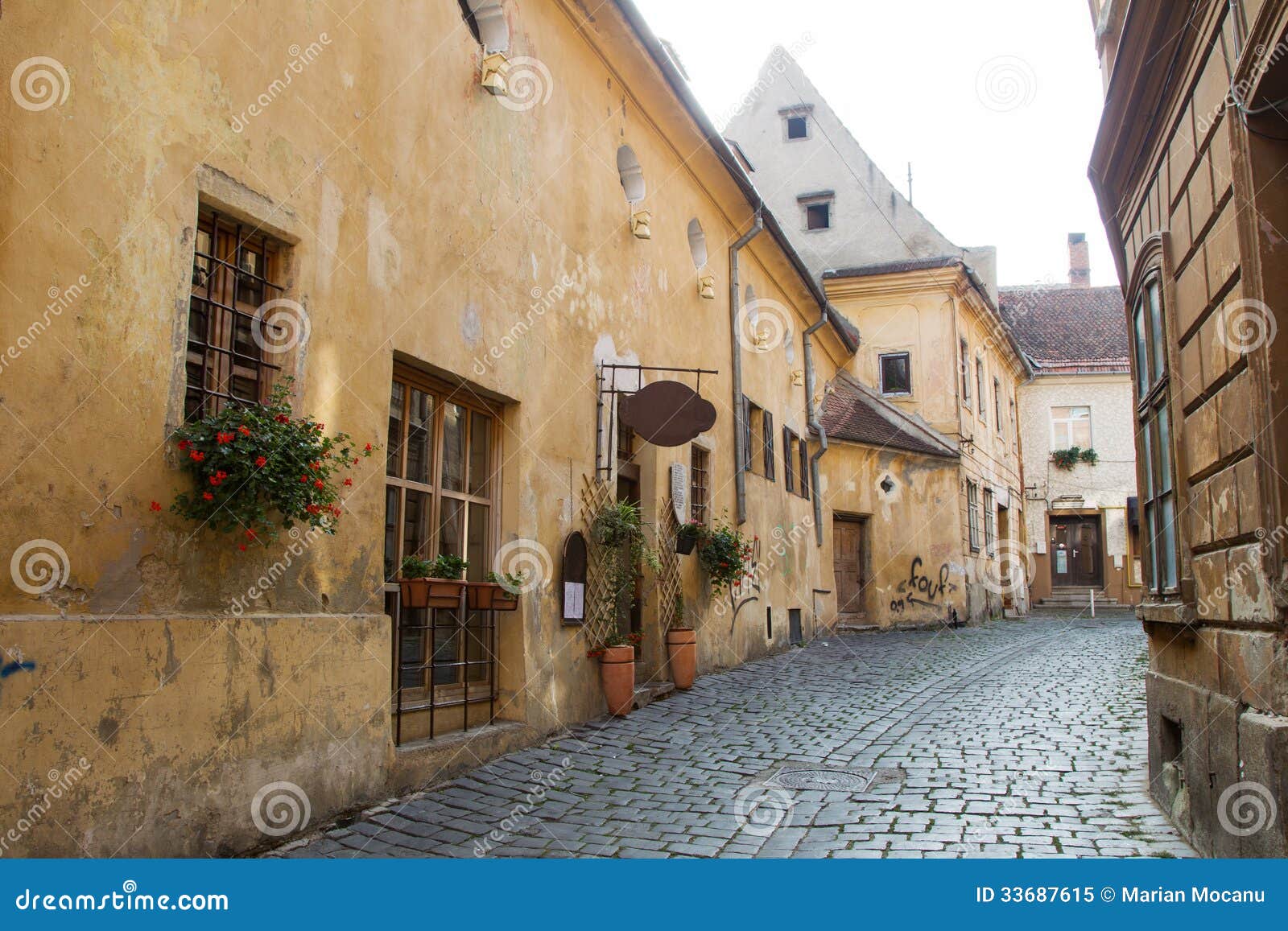 Old Street in Brasov, Romania Stock Image - Image of saxon, citadel ...
