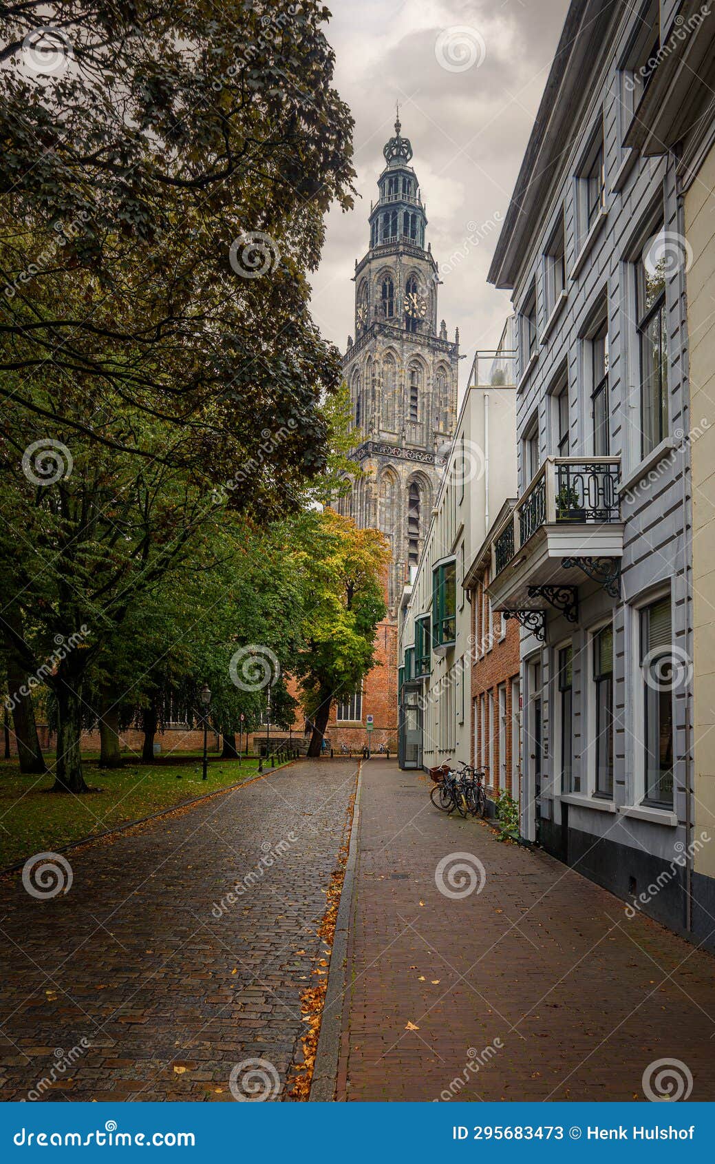 An Old Street in the City Center of the Capital Groningen, with the so ...