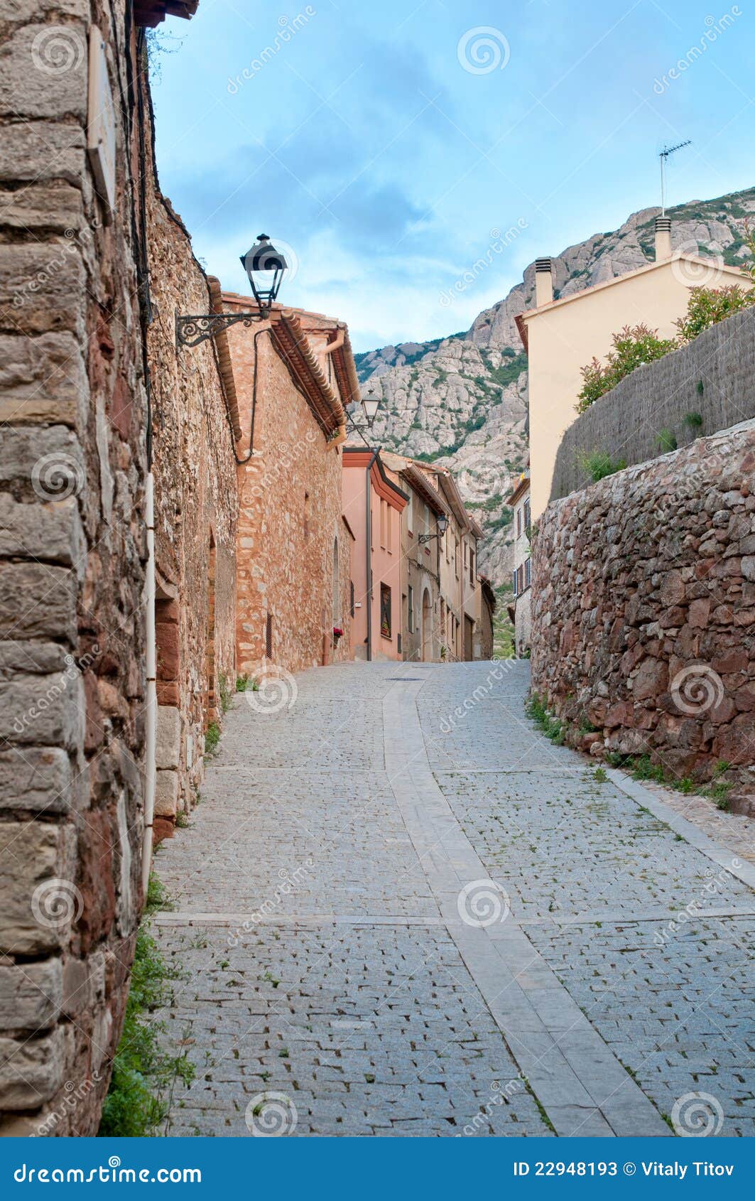 Old Street, Collbato, Spain Stock Image - Image of city, building: 22948193