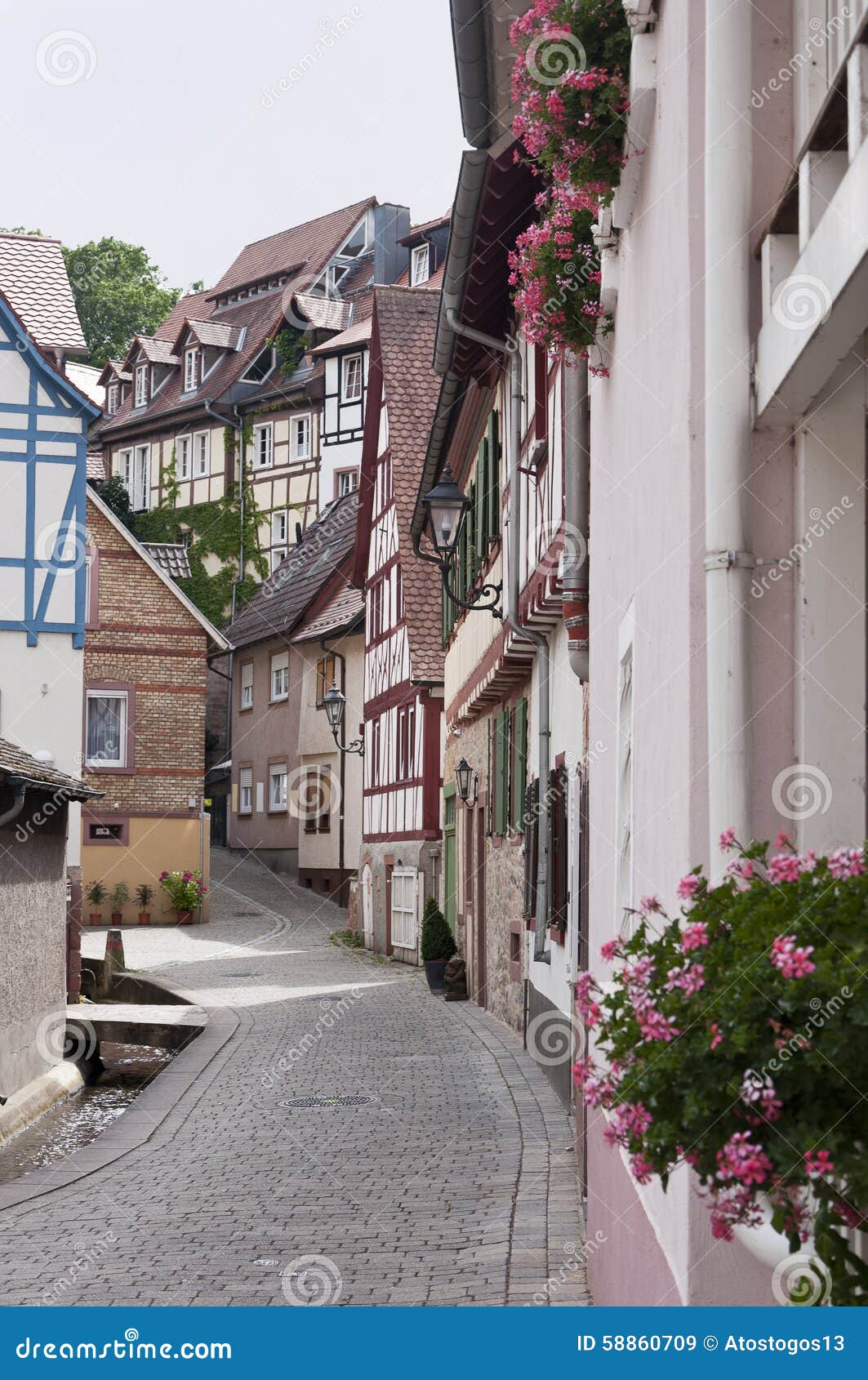 Old street in the Germany stock image. Image of town - 58860709
