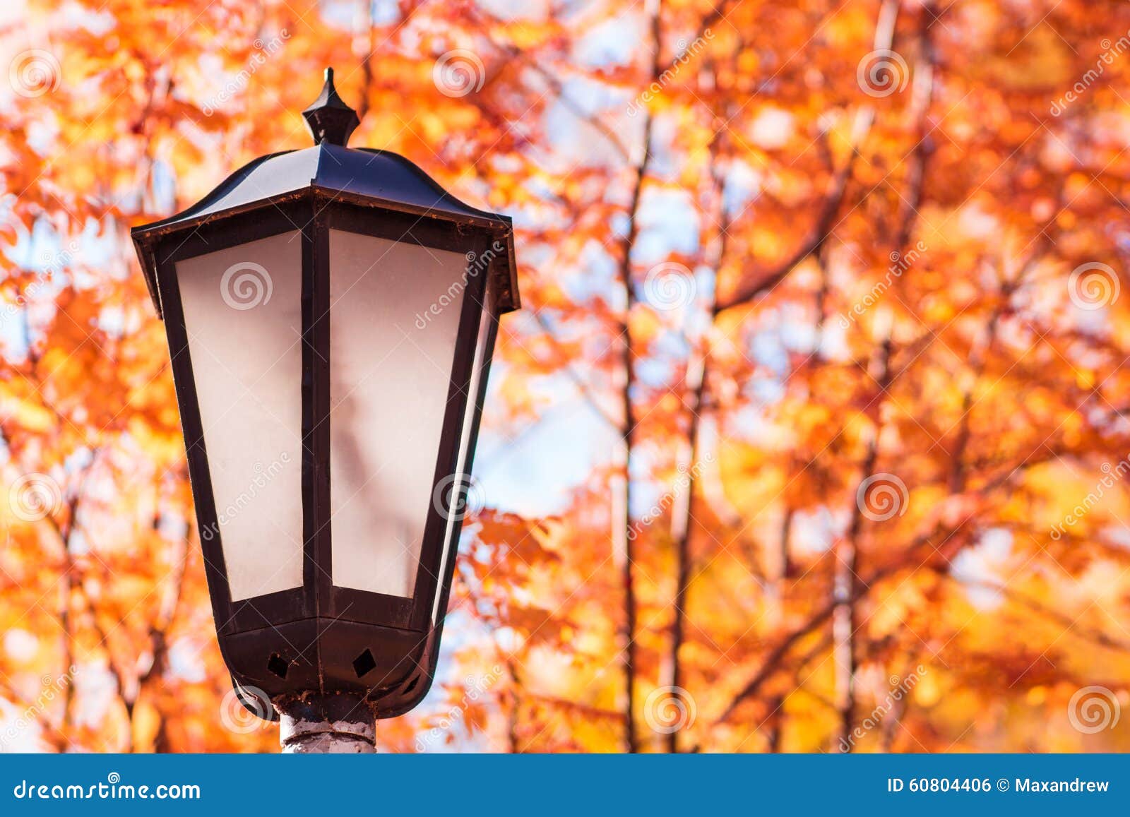 Old Street Lamp in the Park at Autumn Stock Photo - Image of historic ...