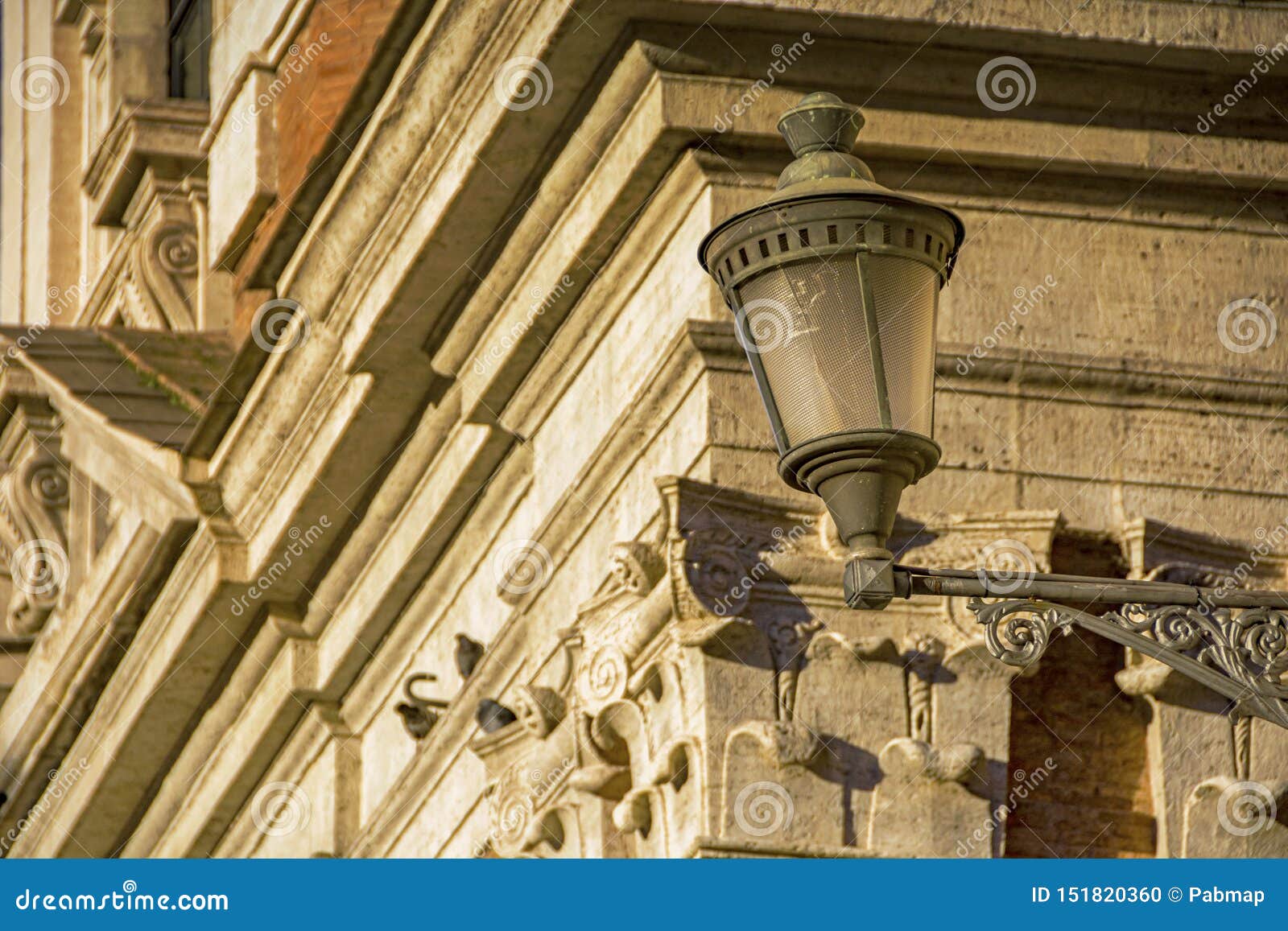 Old street lantern in Rome stock photo. Image of facade - 151820360