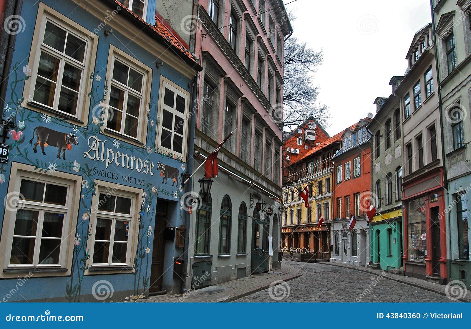 Old Street in Riga, Latvia. Editorial Image - Image of hall, city: 43840360