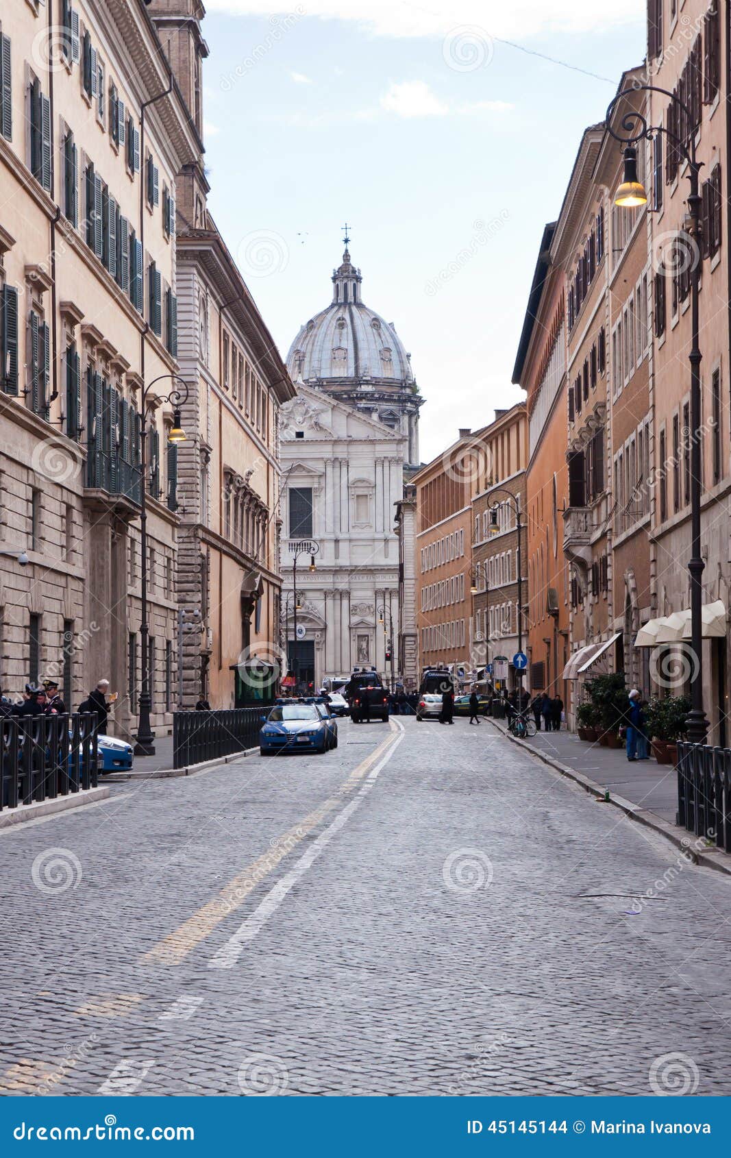 Old street in Rome, Italy editorial stock image. Image of paved - 45145144