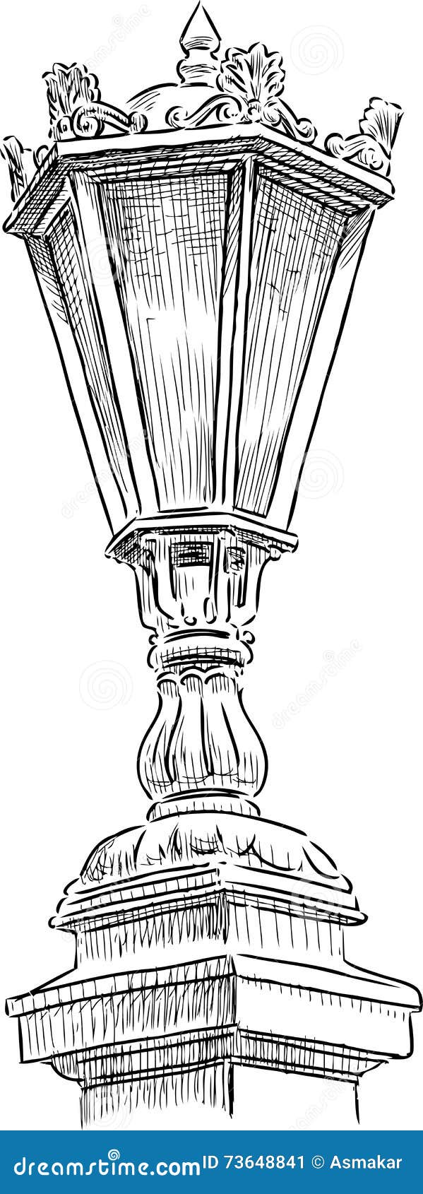 Old streetlight stock vector. Illustration of single - 73648841