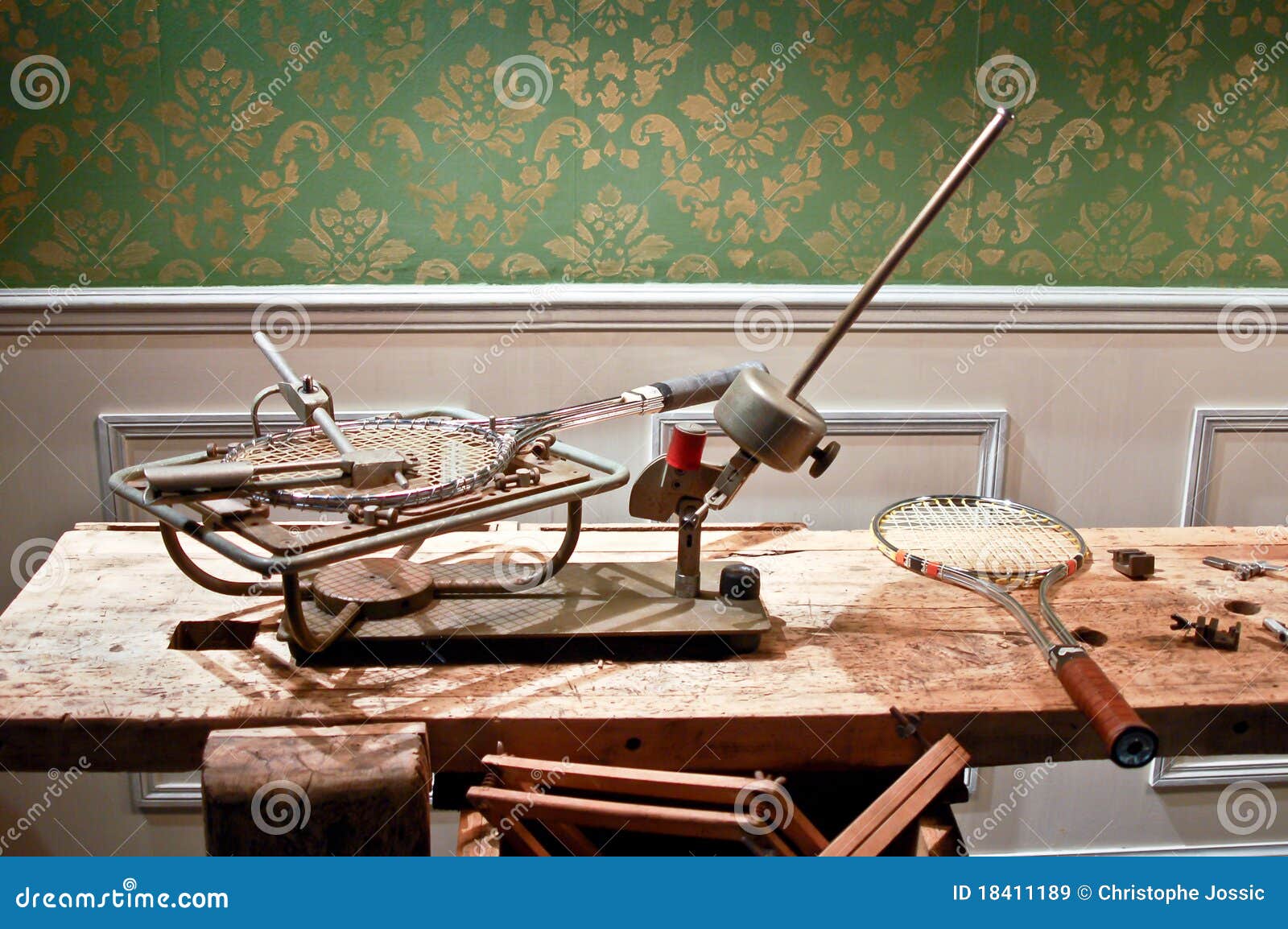 Old Stringing Machine with Metallic Rackets Stock Image - Image of ...
