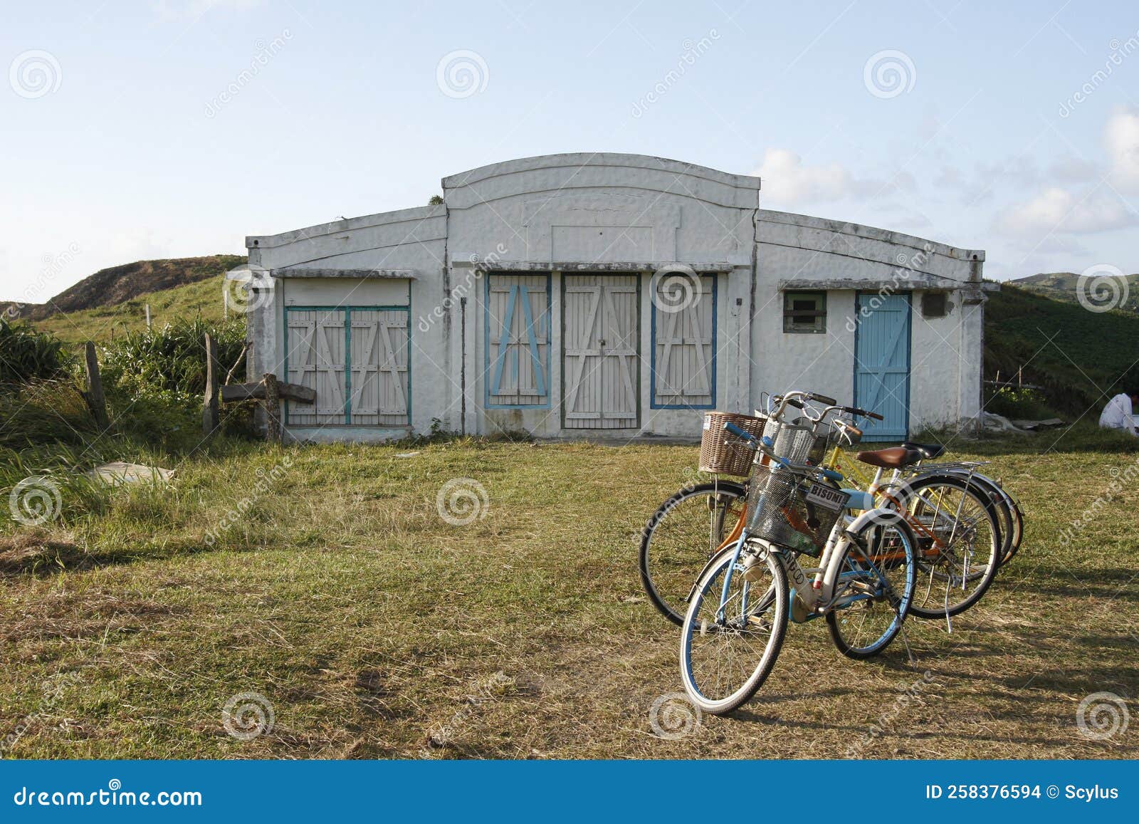 Old Structure Barn with Bikes at the Forground Stock Photo - Image of ...