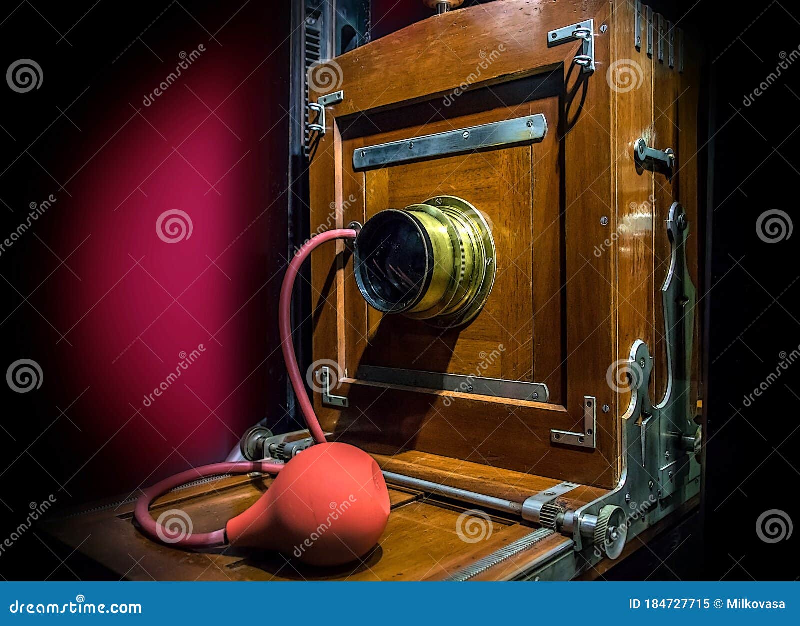 Retro Wooden Camera at Studio Photographic Studio Stock Image - Image ...
