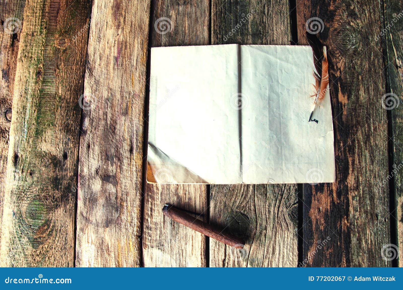 The Old Studio Writer on a Wooden Background Stock Illustration ...