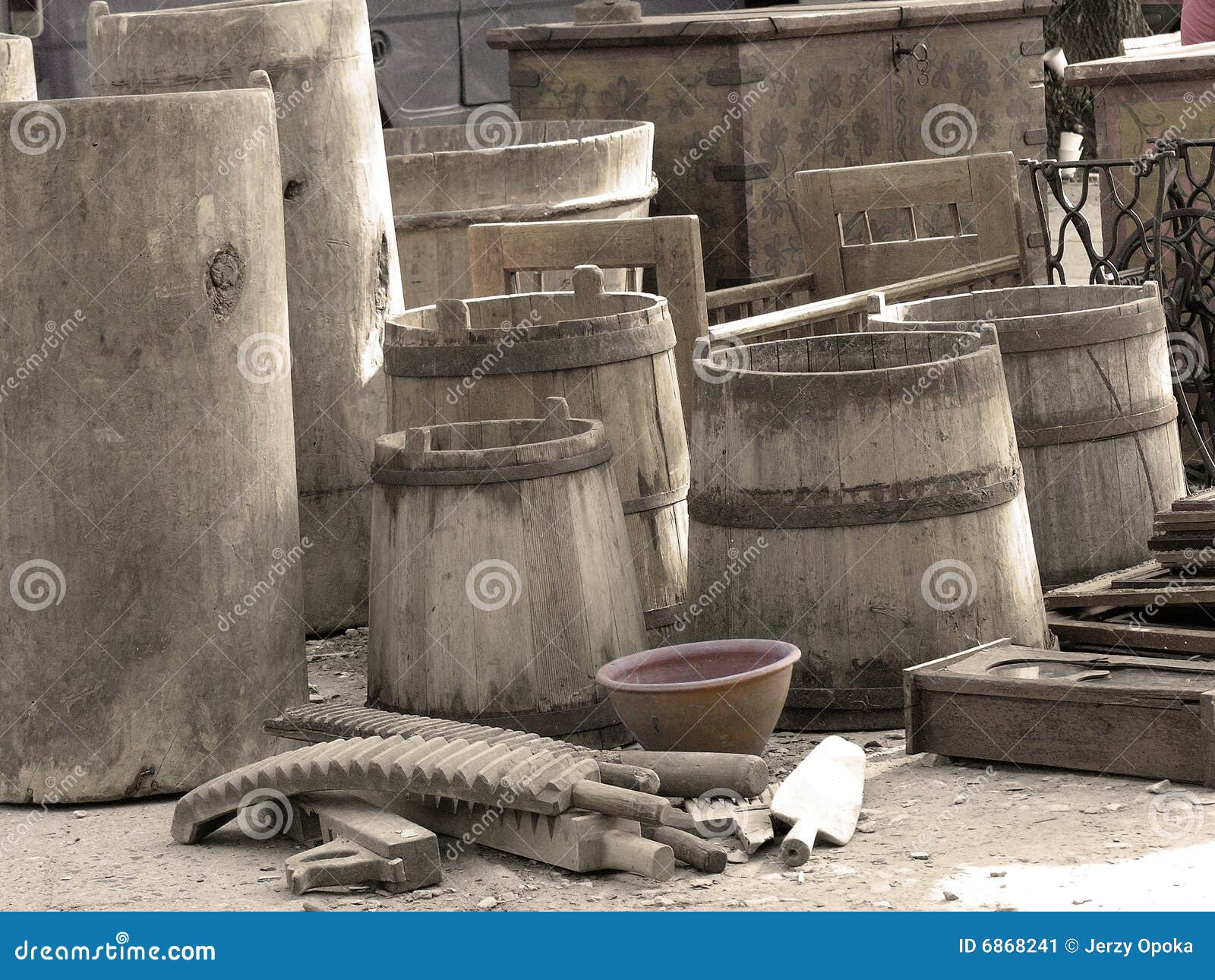 Old stuff stock image. Image of buckets, stuff, barrel - 6868241