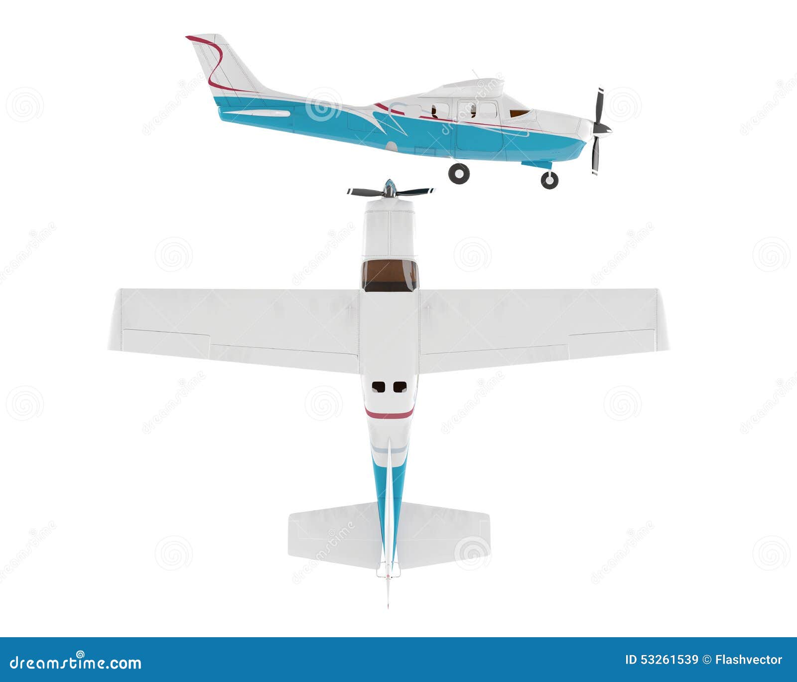 Old Style Airplane Isolated. Top and Front Stock Illustration ...