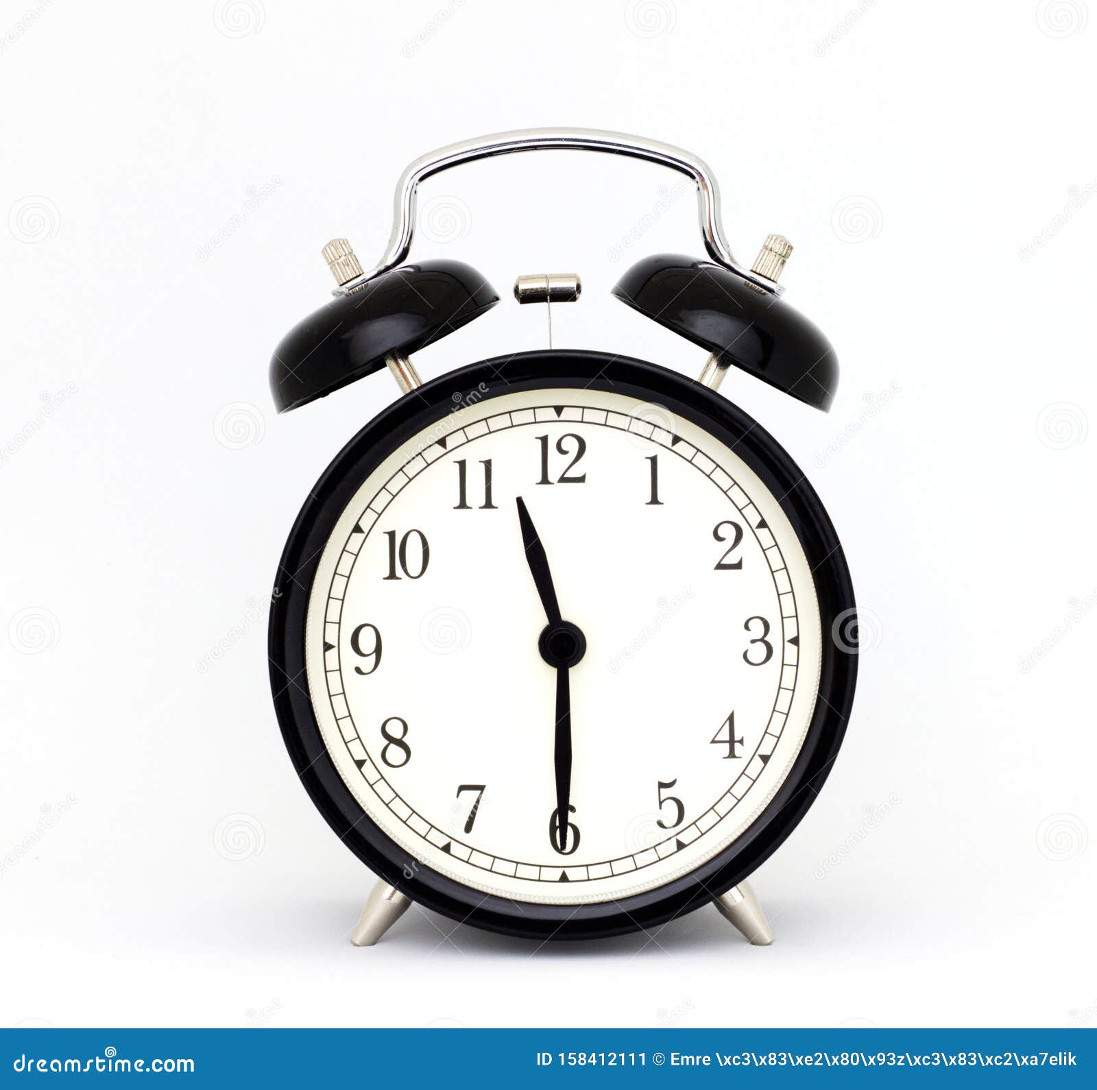 Old-style Alarm Clock, Black and White. Isolaed on White. Stock Image ...