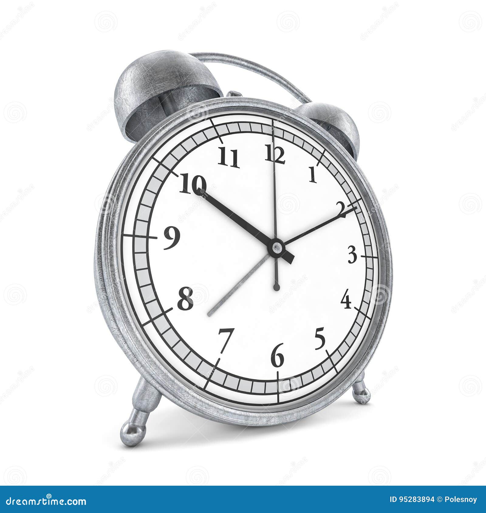 Old Style Alarm Clock Isolated on White. 3D Stock Illustration ...