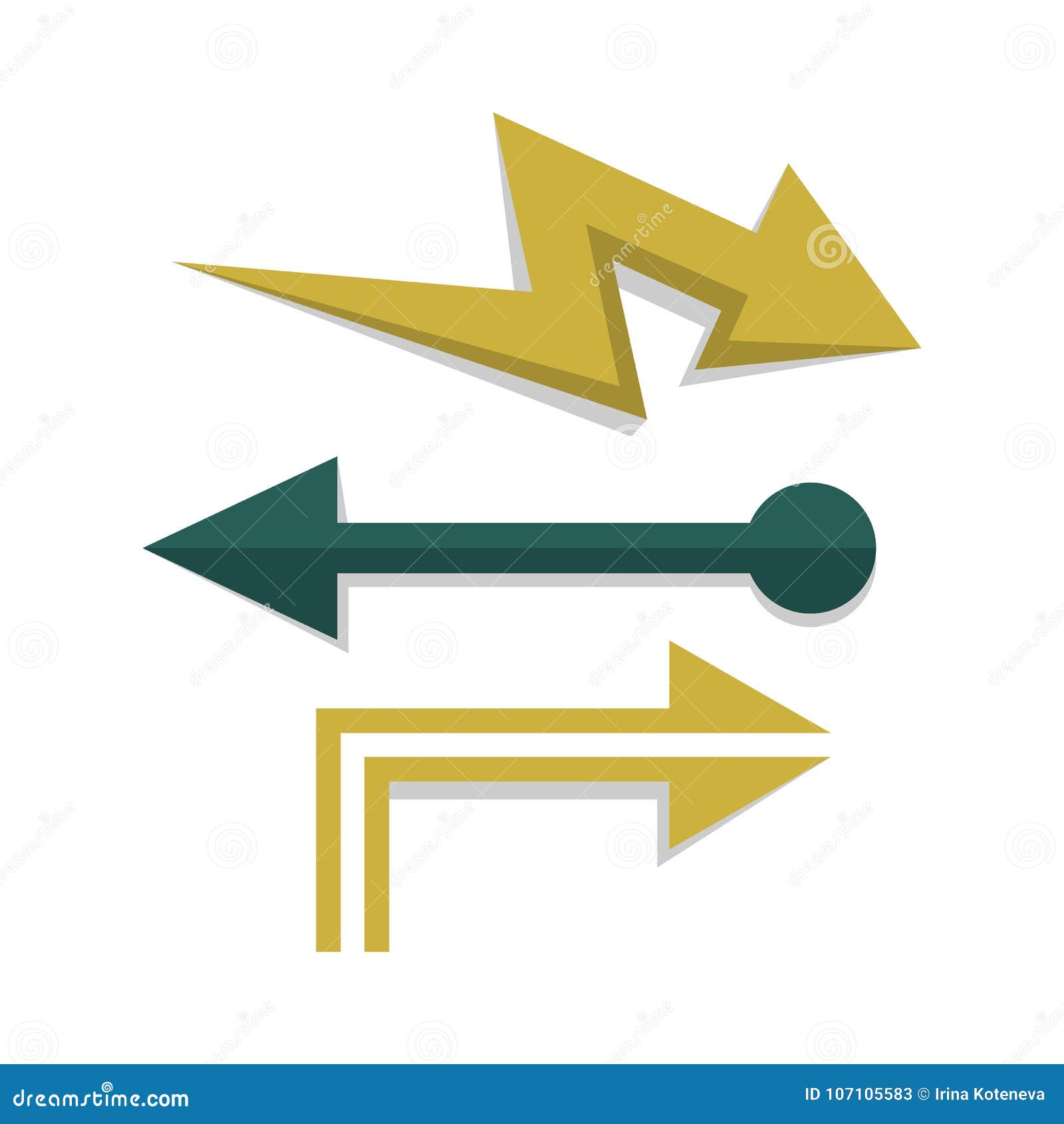 Old Style Arrow Icons Set in Flat Style Stock Vector - Illustration of ...