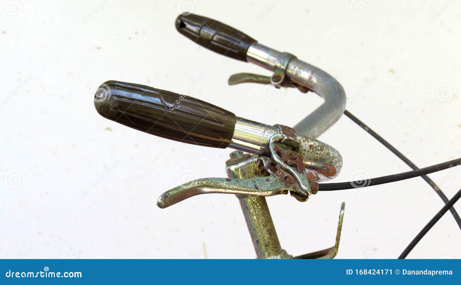 Old Style Bicycle Handle Close Up Stock Image - Image of cable ...