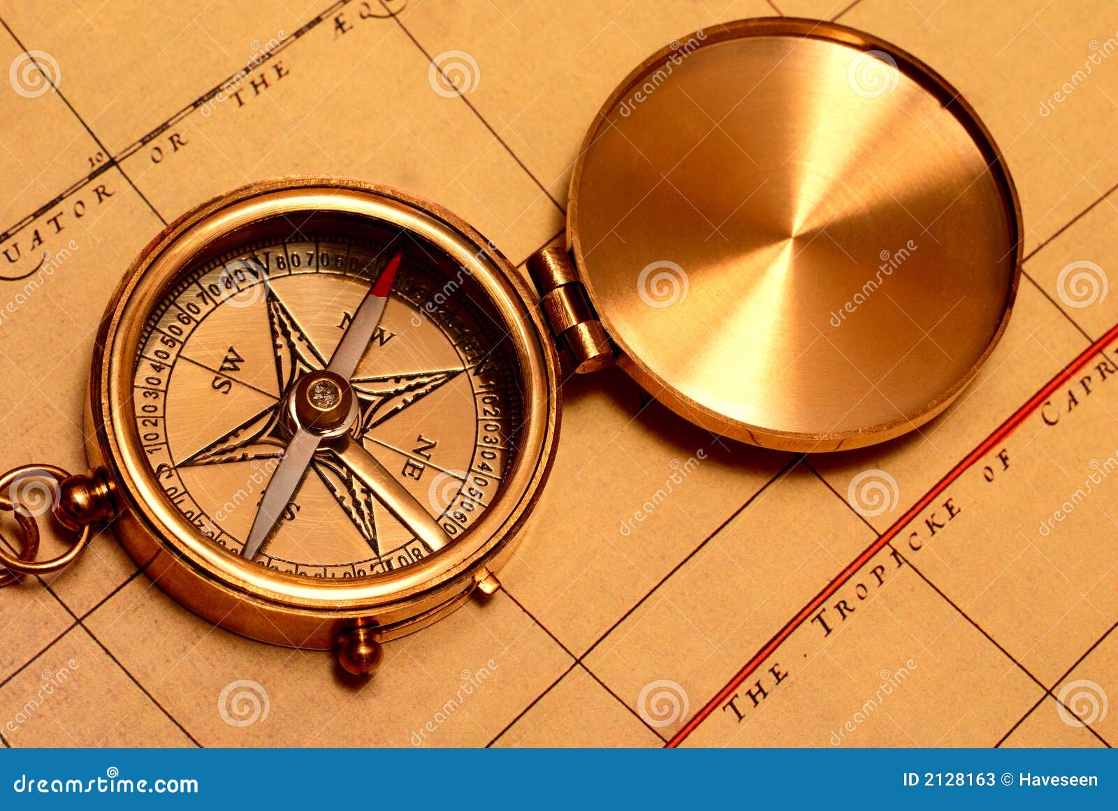 Old style brass compass stock image. Image of search, compass - 2128163