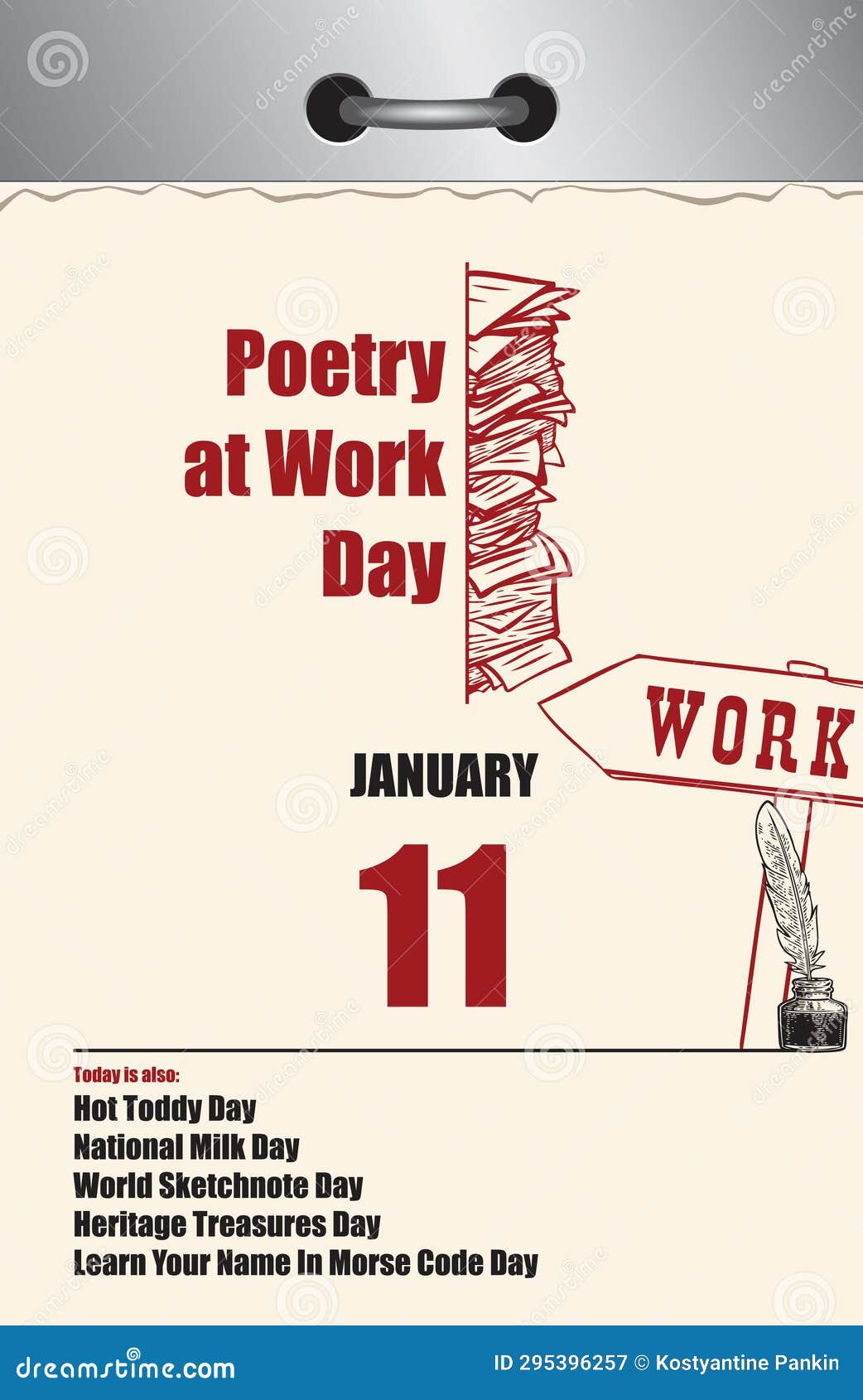 Old Style Calendar for Poetry at Work Day Stock Vector - Illustration ...