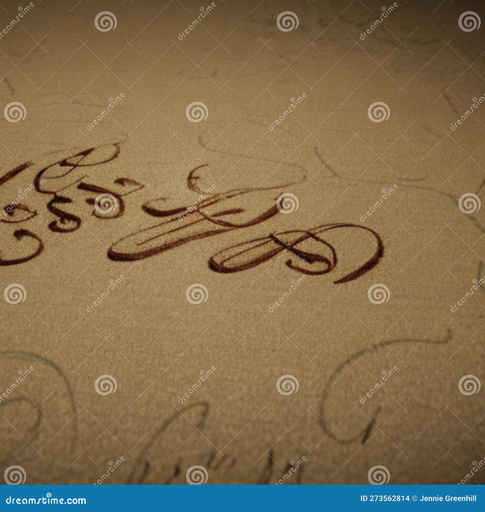 Old Style Calligraphy on Parchment Stock Illustration - Illustration of ...