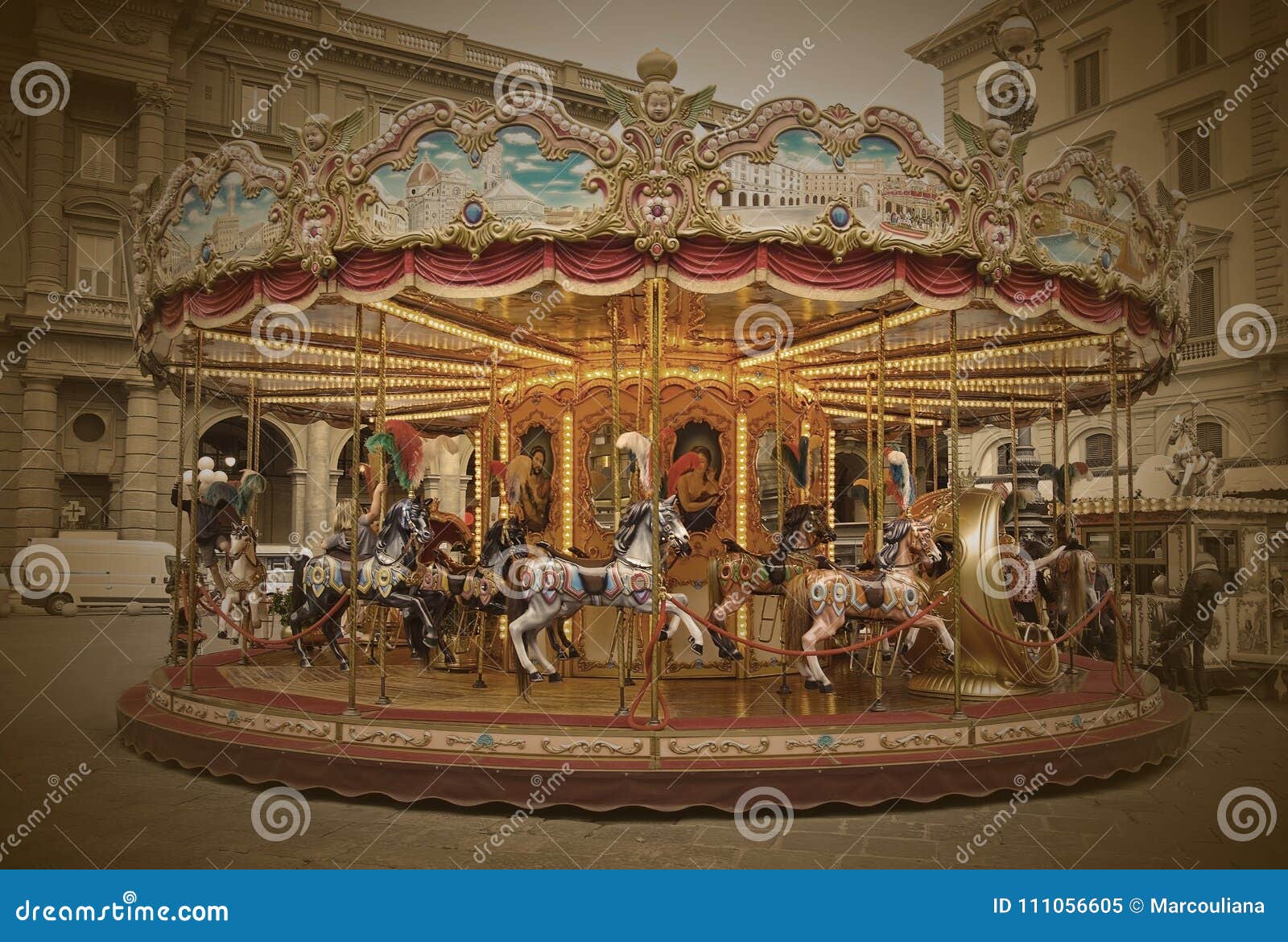 Old-style Carousel In Florence, Italy. Vintage Editorial Photo ...
