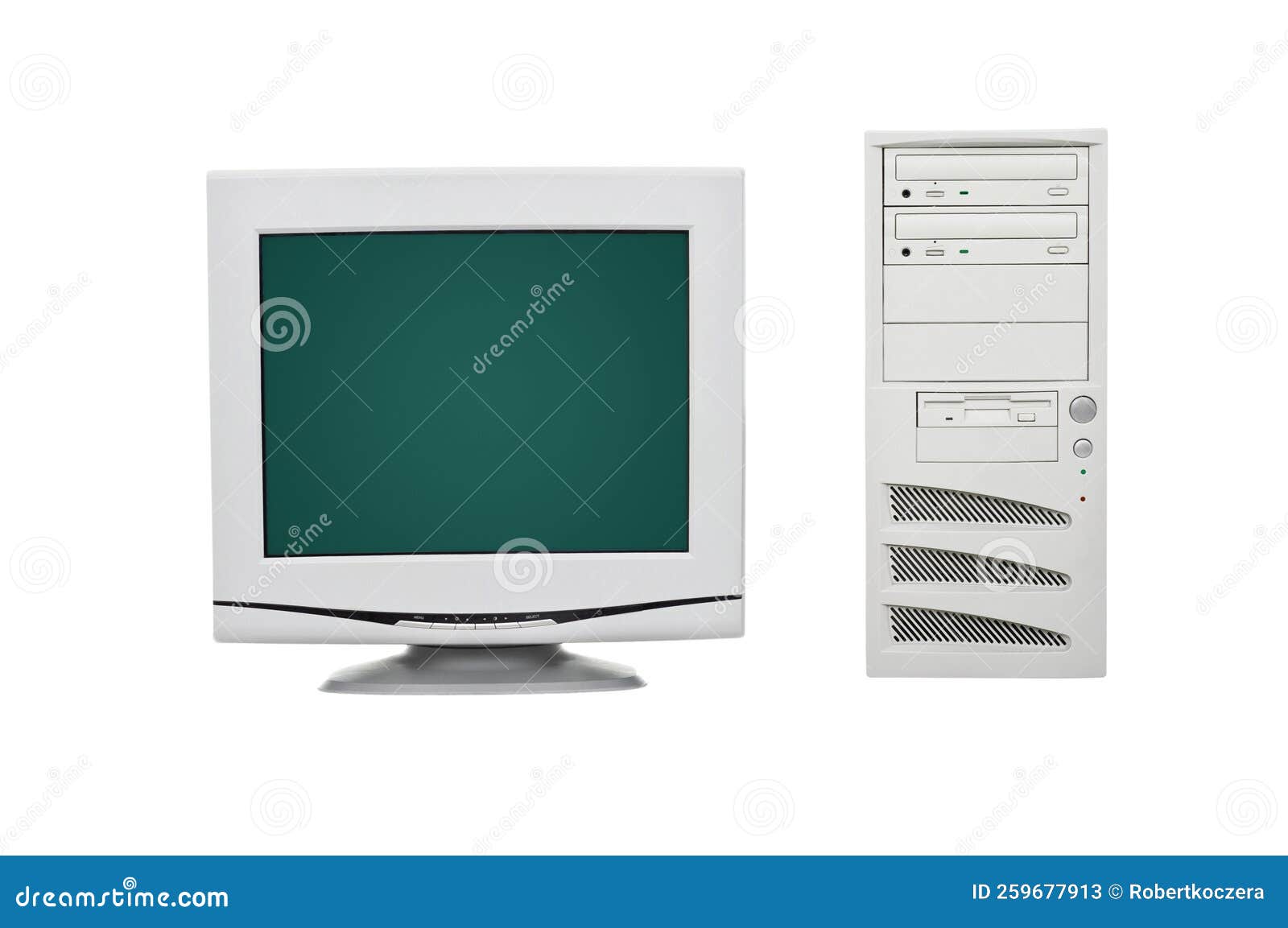 A Old Style Computer Desktop with Monitor Stock Image - Image of ...