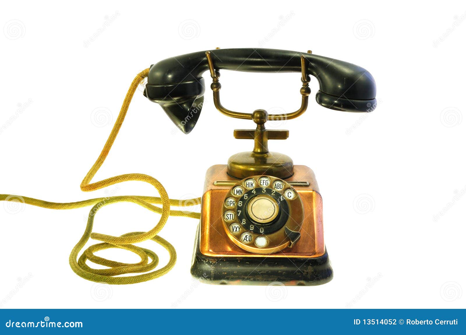 Old Style, Copper Made Telephone Stock Photo - Image of isolation ...