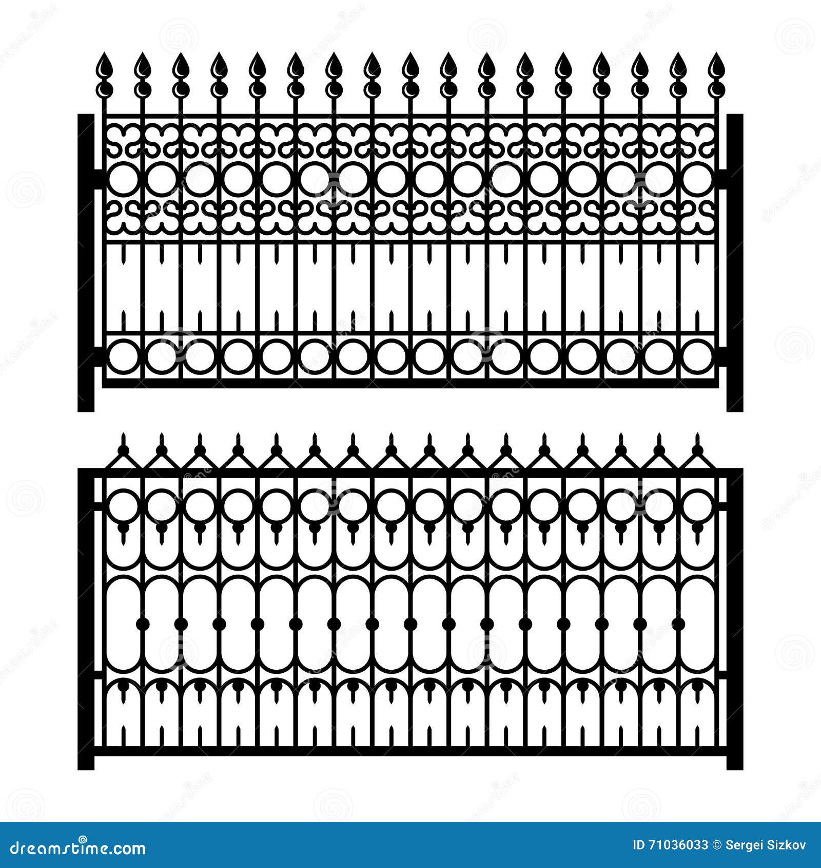 Old Style Decorative Iron Fences Set. Vector Stock Vector ...