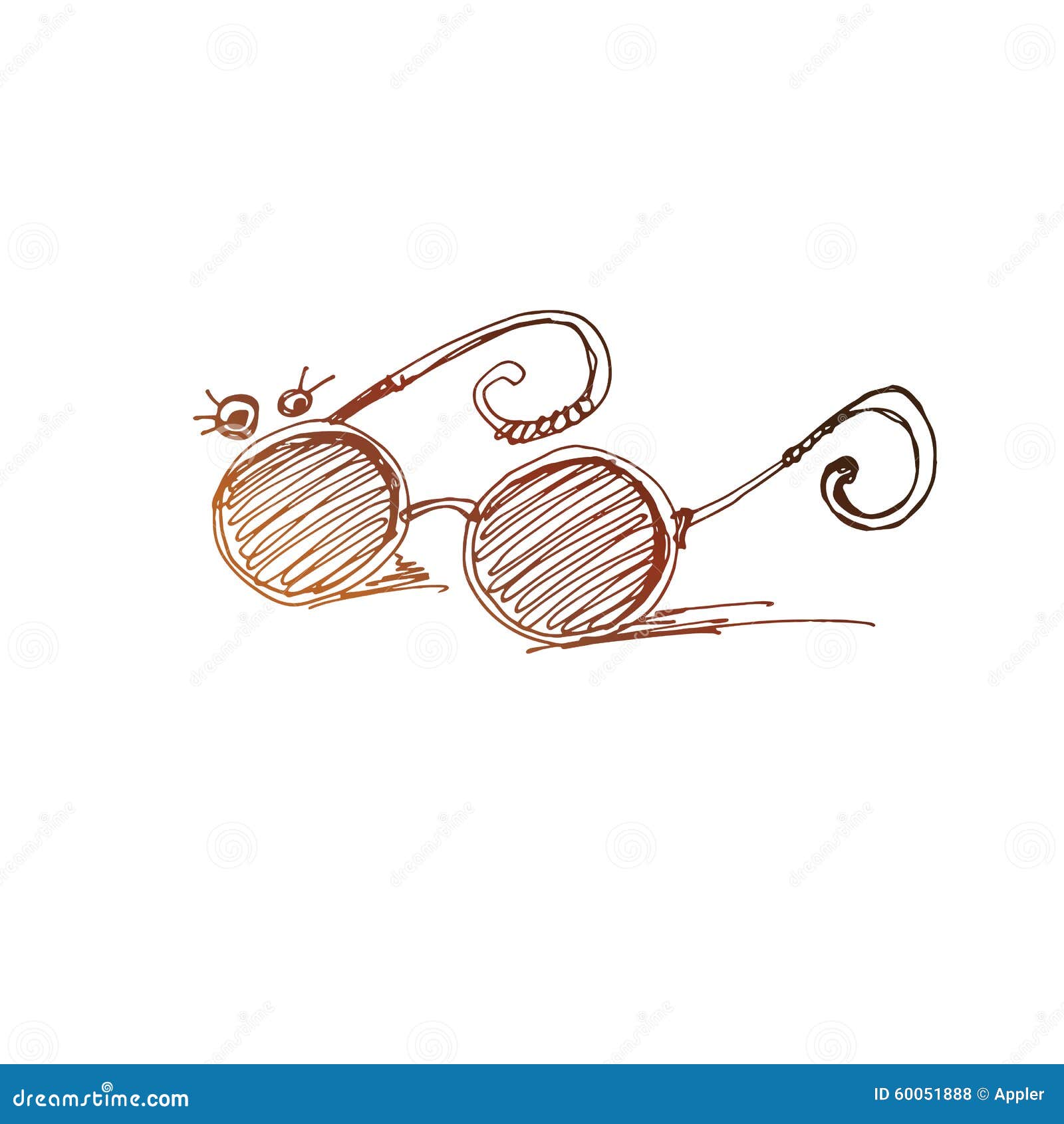 Old Style Eyeglasses Simple Vector Sketch Stock Vector - Illustration ...