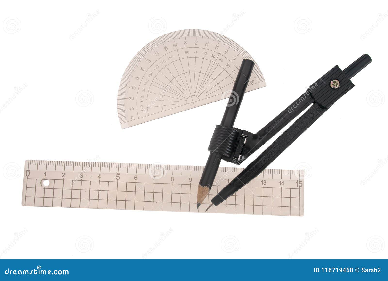 Old Style Geometry Set Isolated on White. School Maths. Stock Photo ...