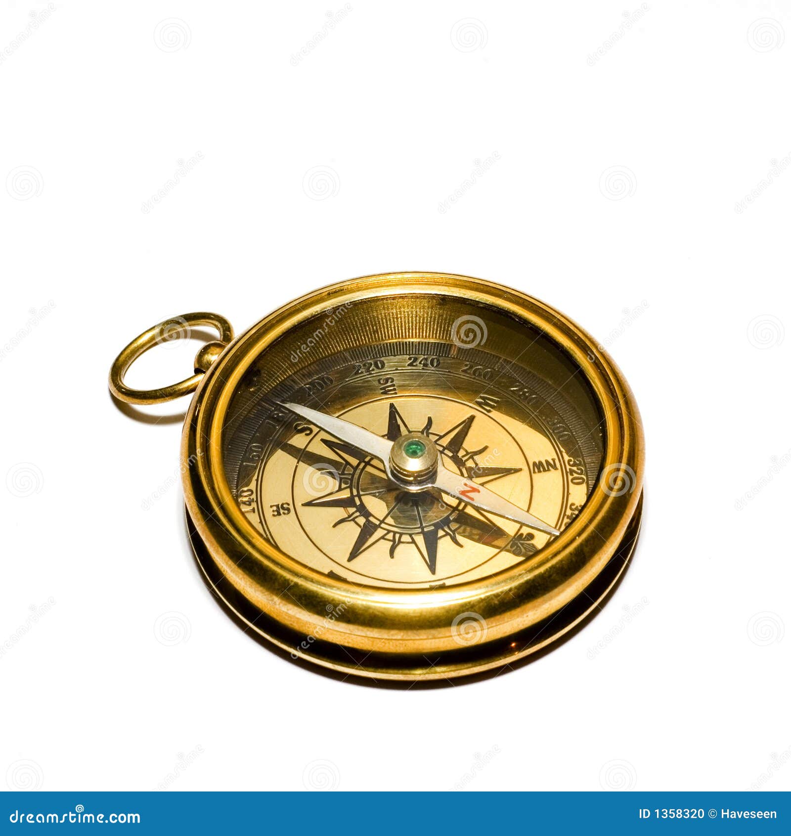 Old style gold compass stock photo. Image of isolated - 1358320