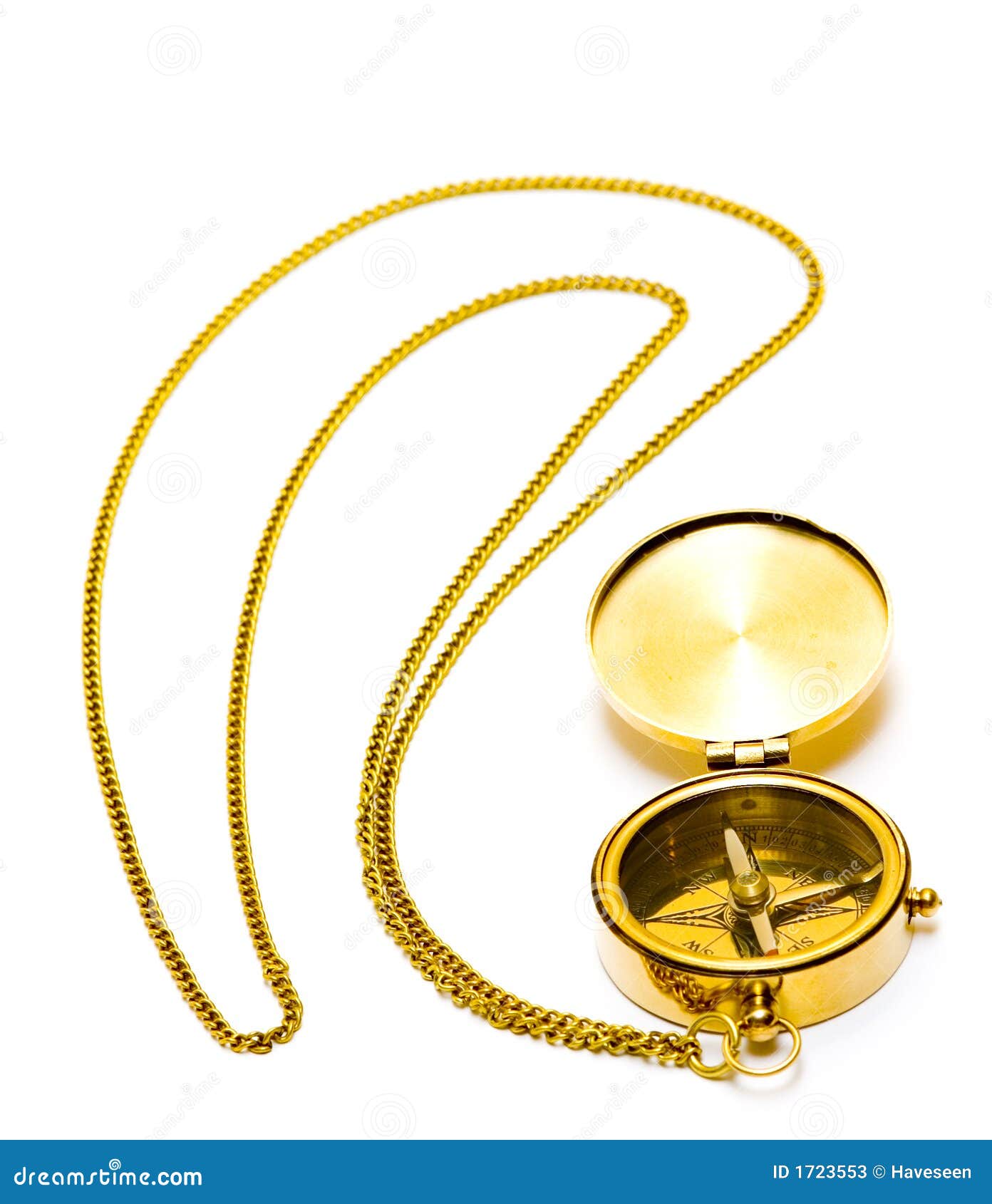Old Style Gold Compass with Chain Stock Image - Image of north ...
