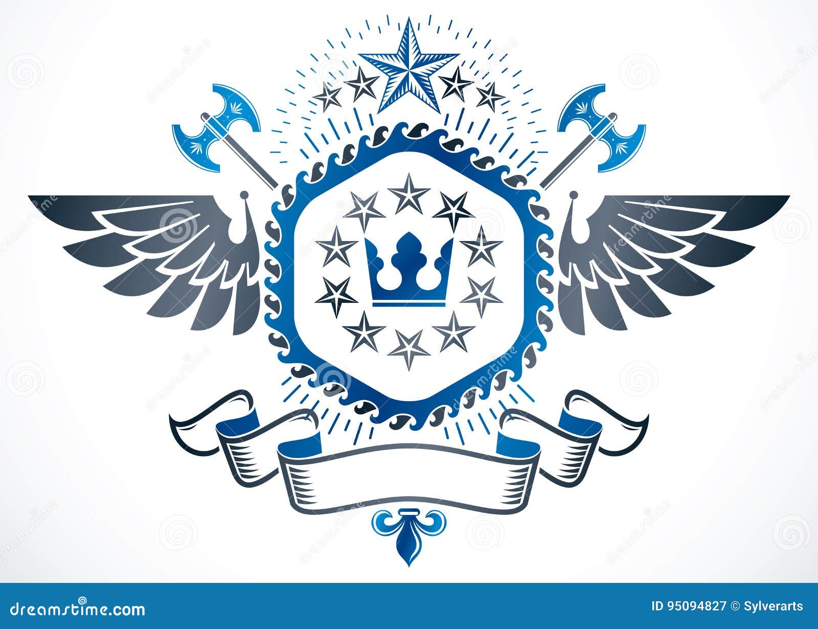 Winged Heraldic Sign Made With Vector Elements, Heraldry Insignia ...