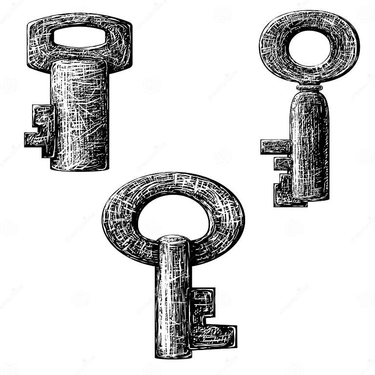 Old style key stock vector. Illustration of outline, locked - 71585497