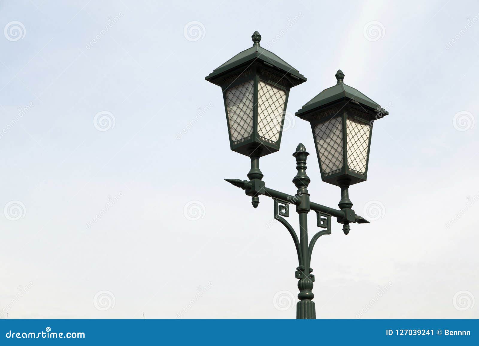An old-style lamp post stock image. Image of black, three - 127039241