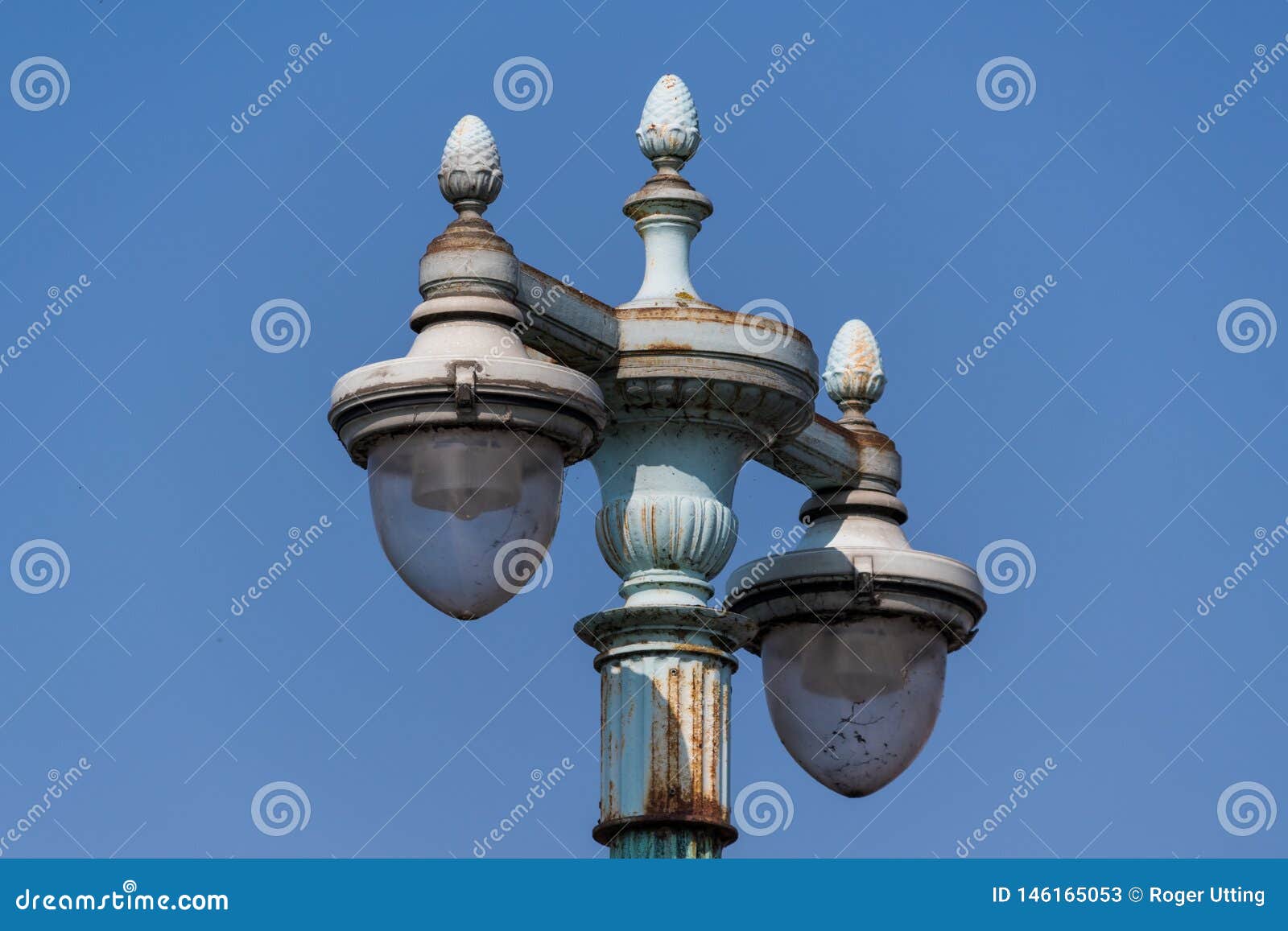 Old style Lamp Post stock image. Image of blue, post - 146165053