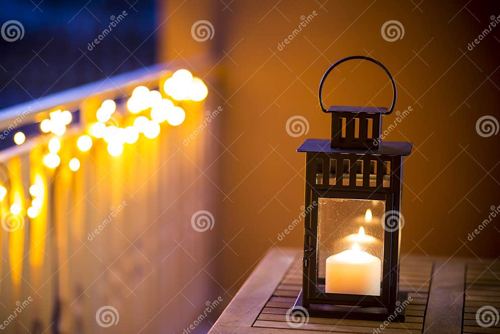 Old Style Lantern Candle Light. Stock Image - Image of decoration ...