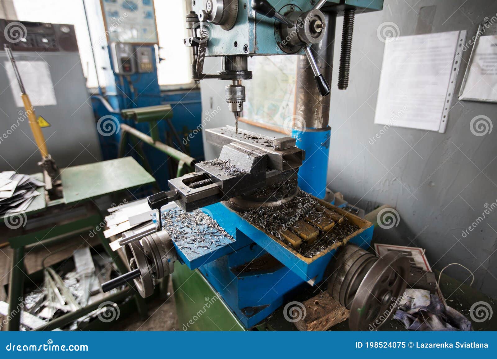 An old-style lathe stock image. Image of lathe, horizontal - 198524075