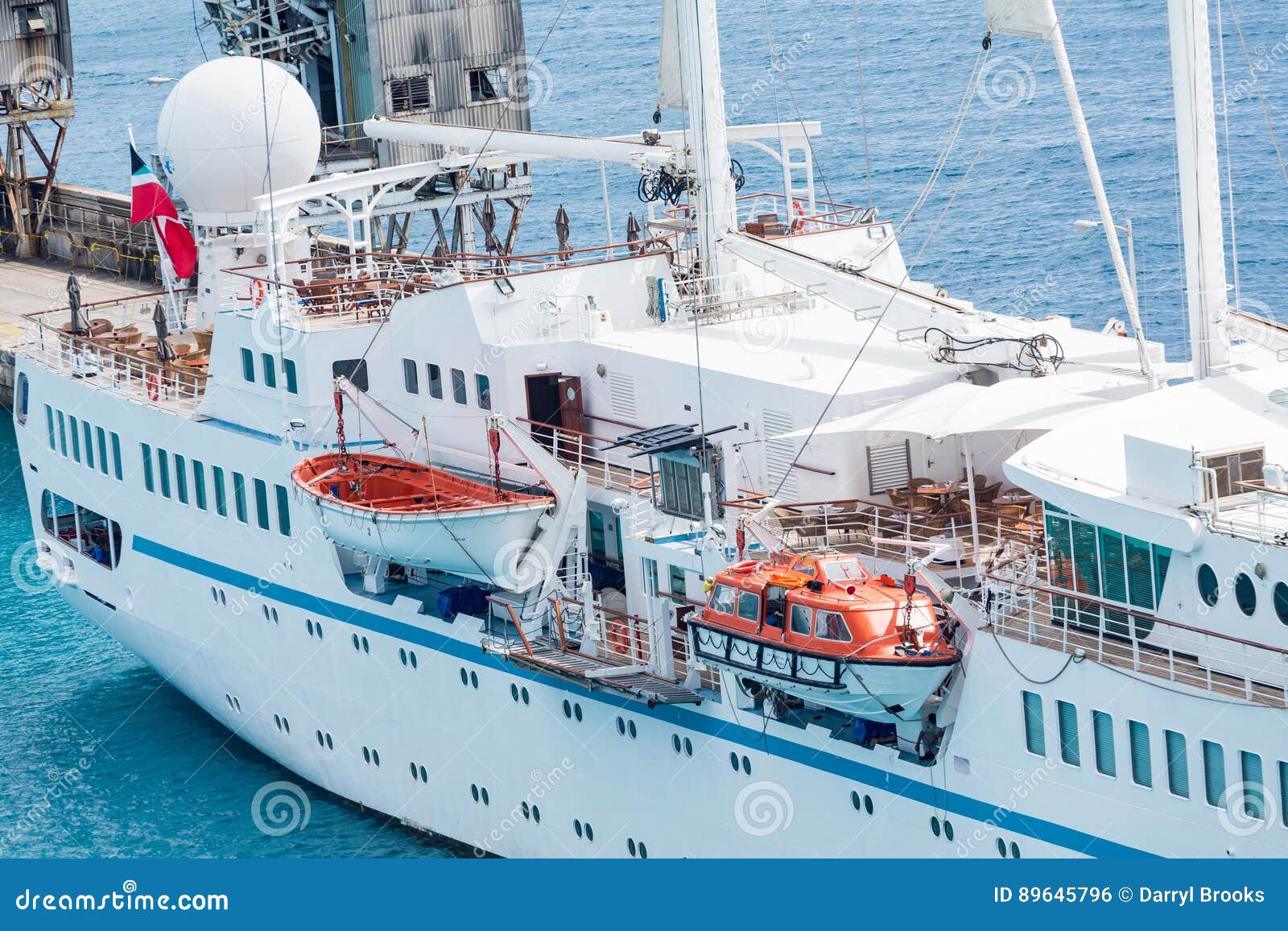 Old Style LIfeboat on Small Cruise Ship Stock Photo - Image of small ...
