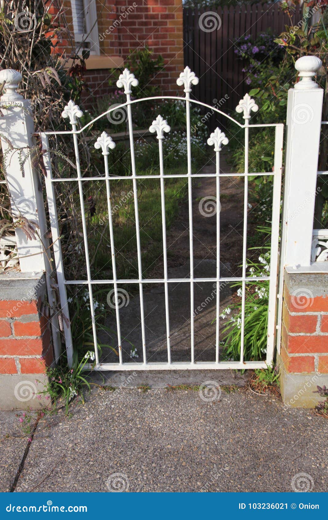 Old Style Locked Gate in White Stock Image - Image of black, entry ...