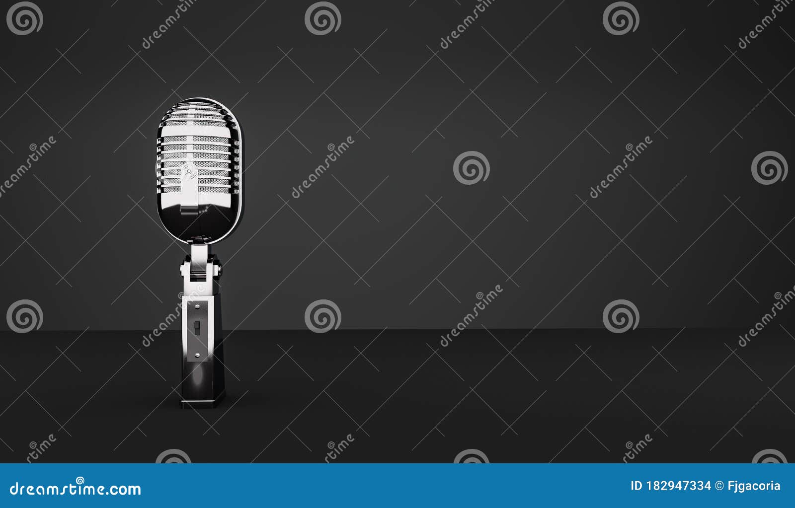 Old Style Microphone with Black Background Stock Illustration ...