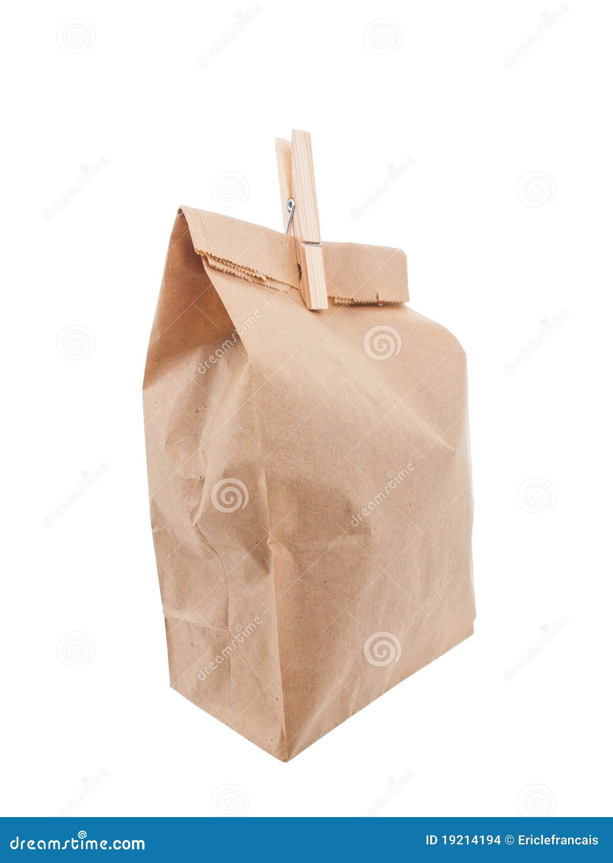 Old Style Paper Lunch Bag Closed Stock Photo - Image of cutout ...