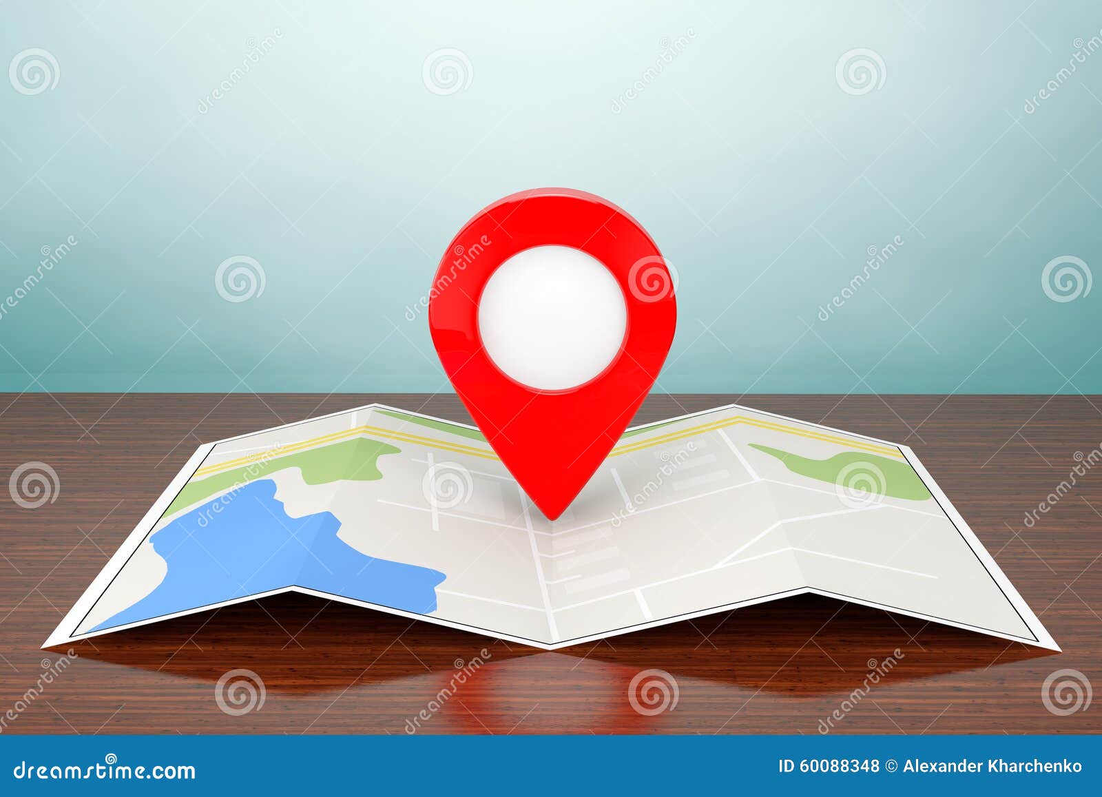 Old Style Photo. Folded Abstract Navigation Map with Target Pin Stock ...