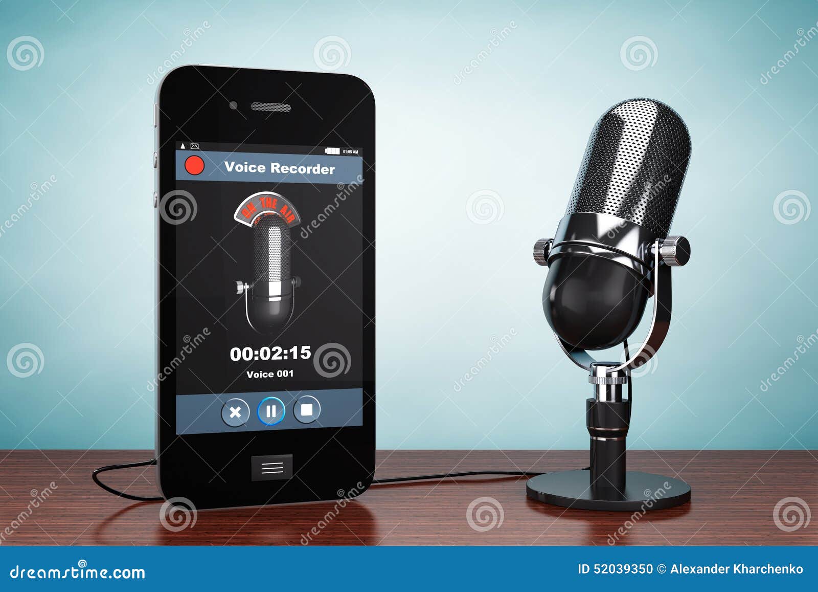 Old Style Photo. Mobile Phone As Voice Recorder with Microphone Stock ...