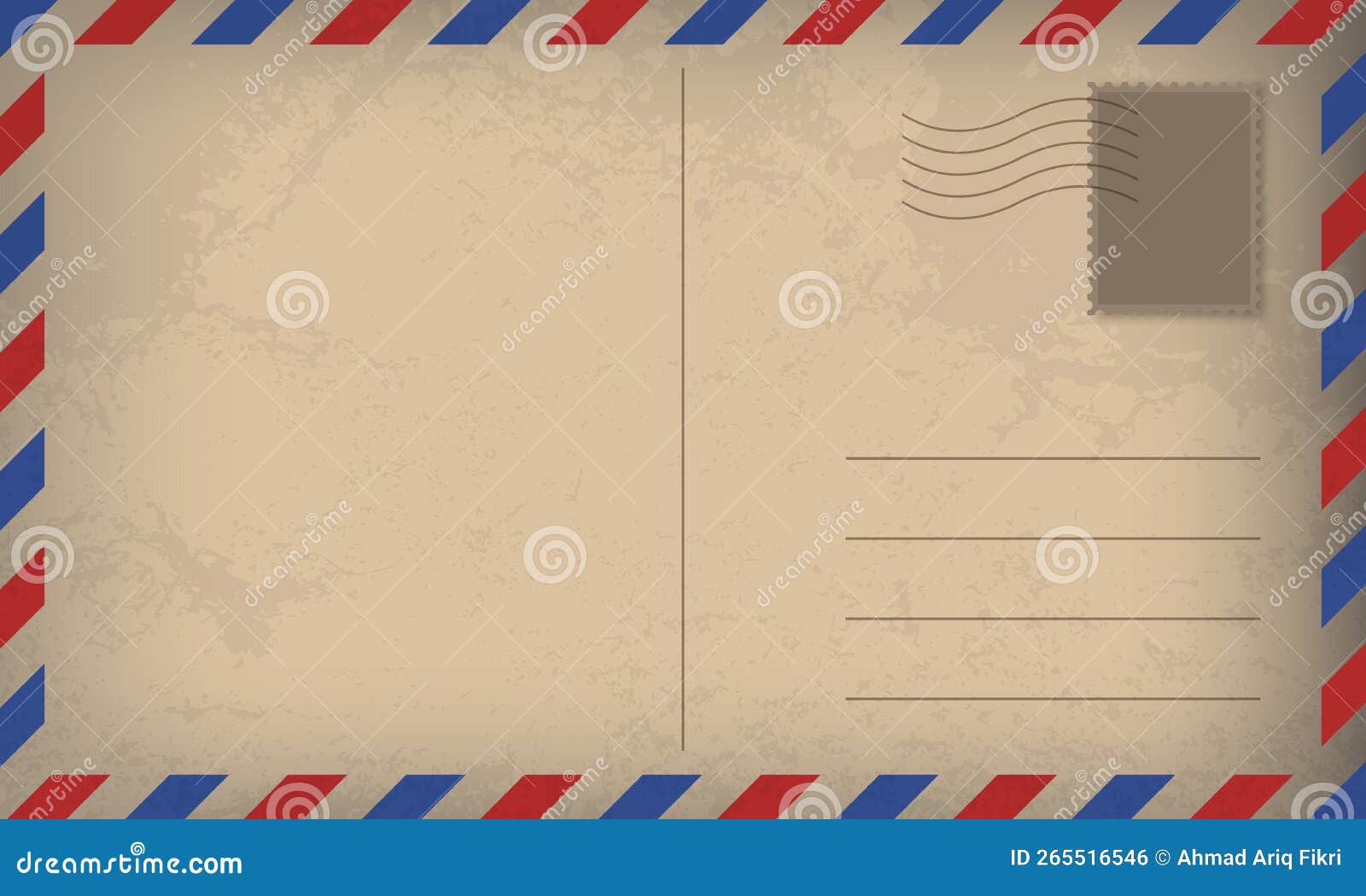 Old Style Postcard or Envelope with Postage Stamp. Air Mail Letter ...