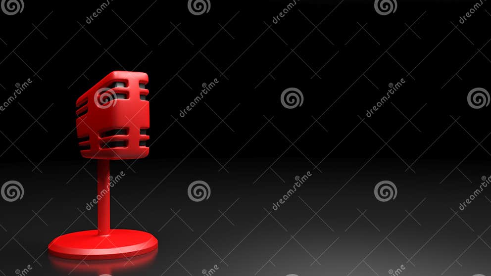 Old Style Red Microphone on a White Background - 3D Rendering ...