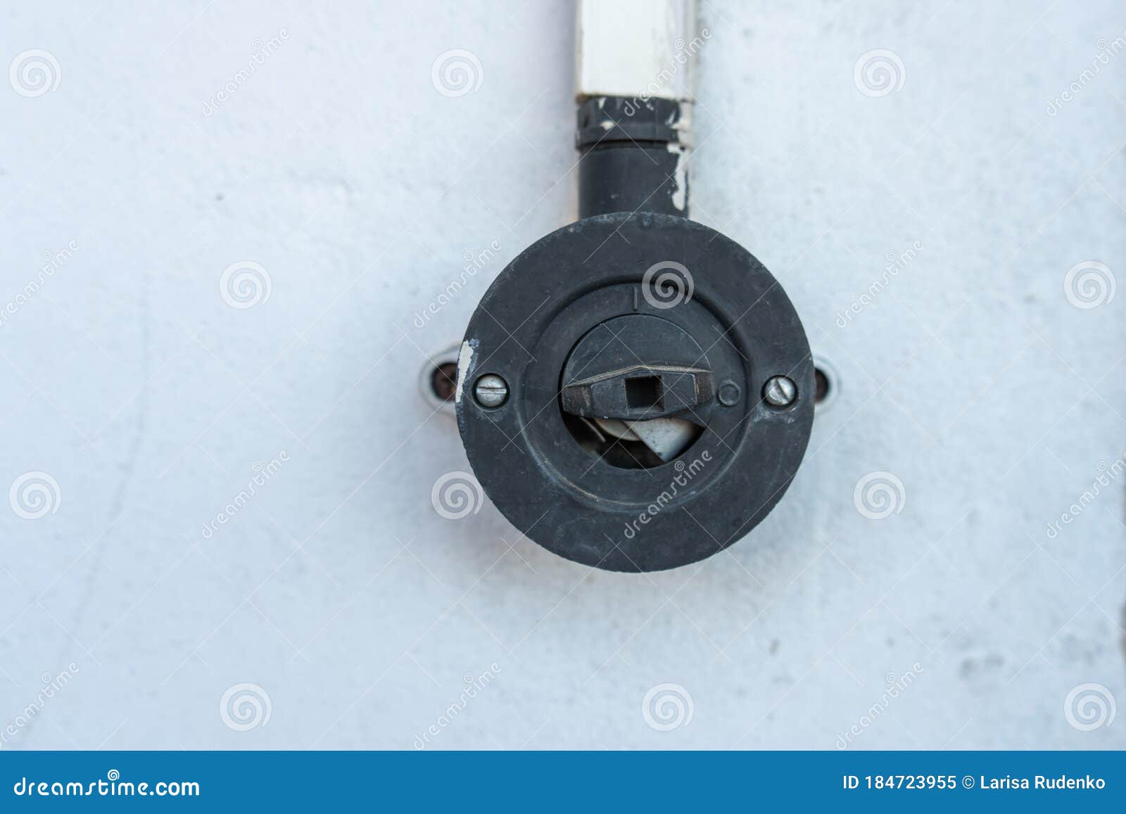 Old Style Rotary Light on a White Painted Wall Stock Image - Image of ...