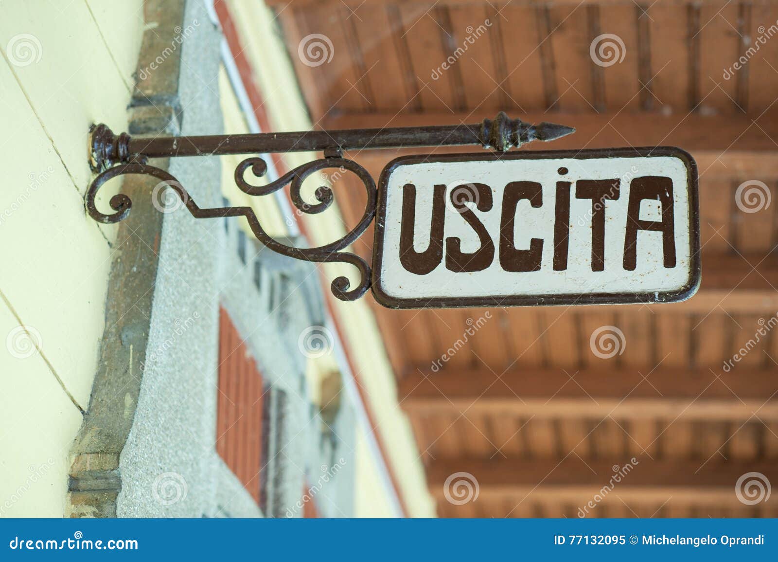 Old Style Signboard of Exit in a City of Italy Stock Image - Image of ...