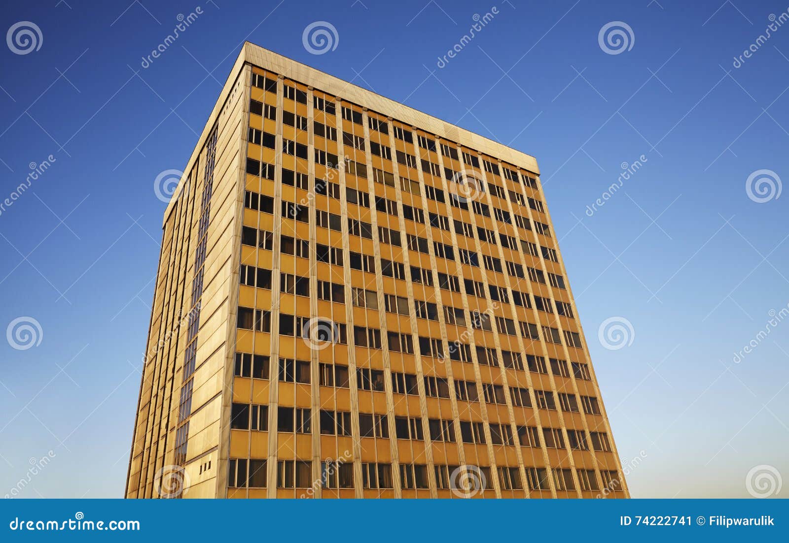 Old Style Skyscraper on Blue Sky Stock Image - Image of color, copy ...