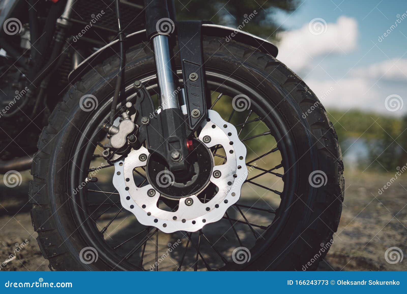Old Style Spoked Motorcycle Wheel Royalty-Free Stock Image ...