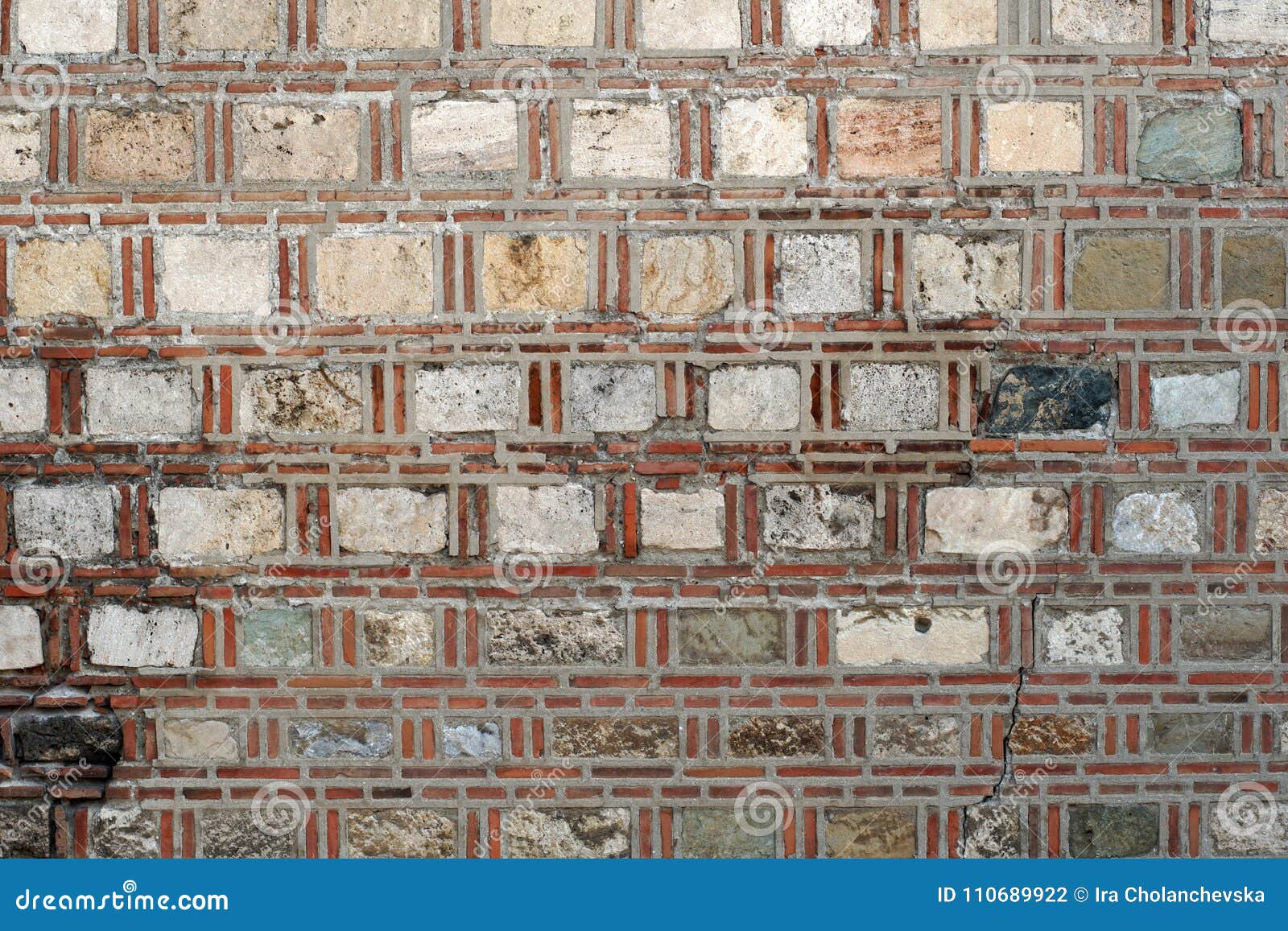 Old Style Stone & Brick Wall. Stock Photo - Image of building, concrete ...