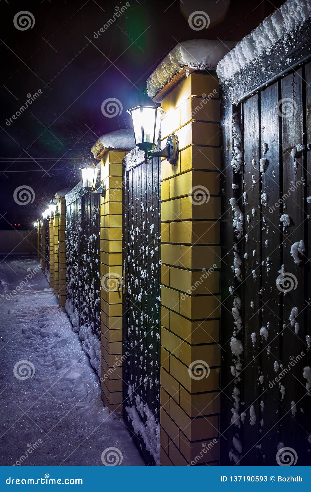 Old Style Street Lamp with Falling Snow Stock Image - Image of ...